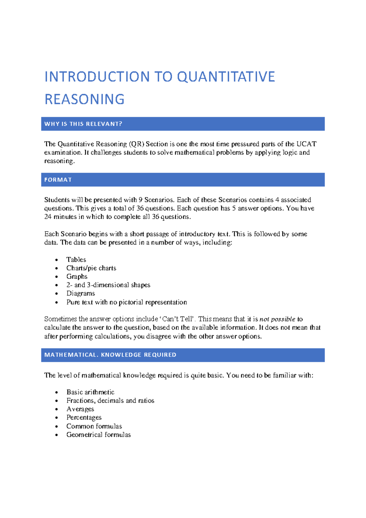 Intro to QR Student - INTRODUCTION TO QUANTITATIVE REASONING WHY IS ...