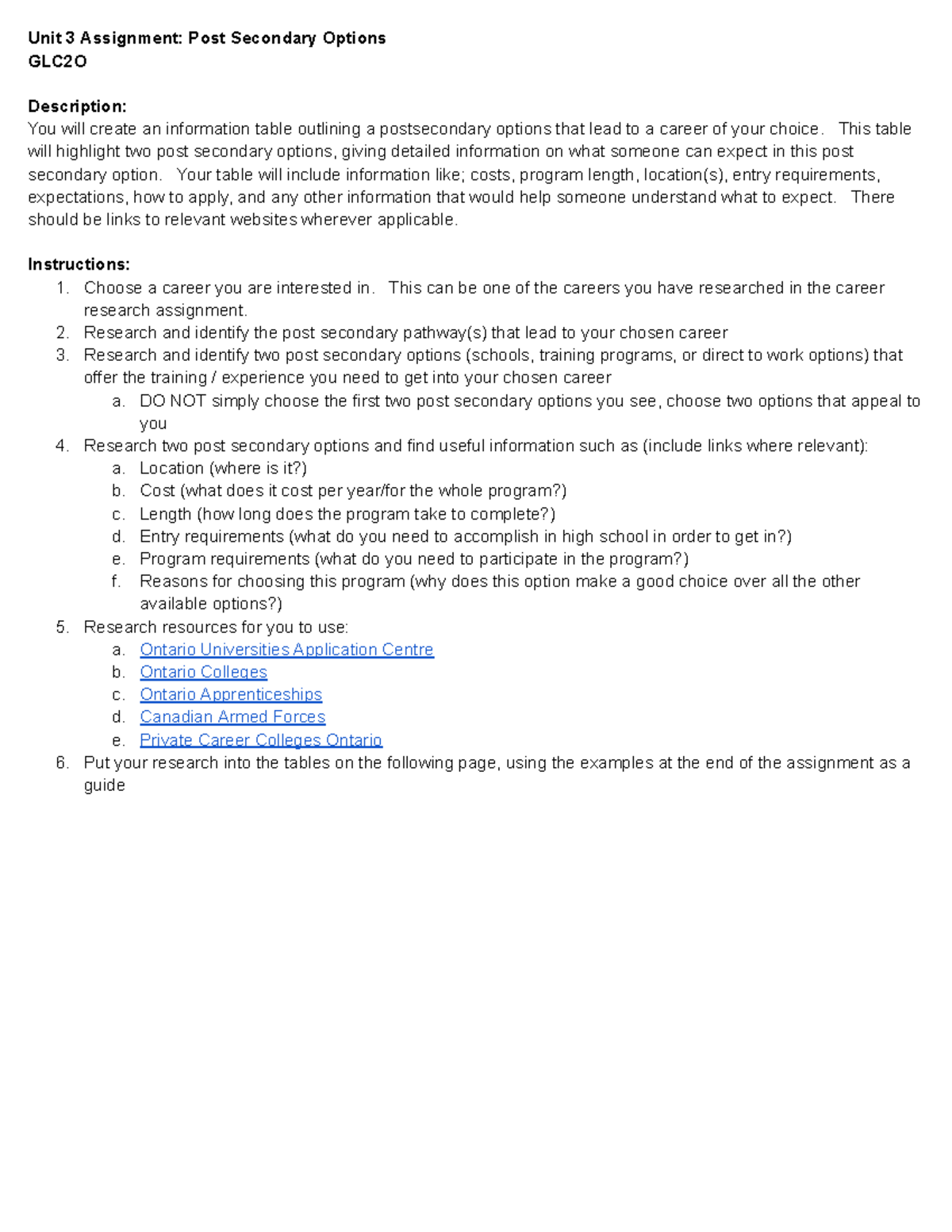 Alissa Finlay - Copy of Post Secondary Options - Google Docs - Unit 3 ...