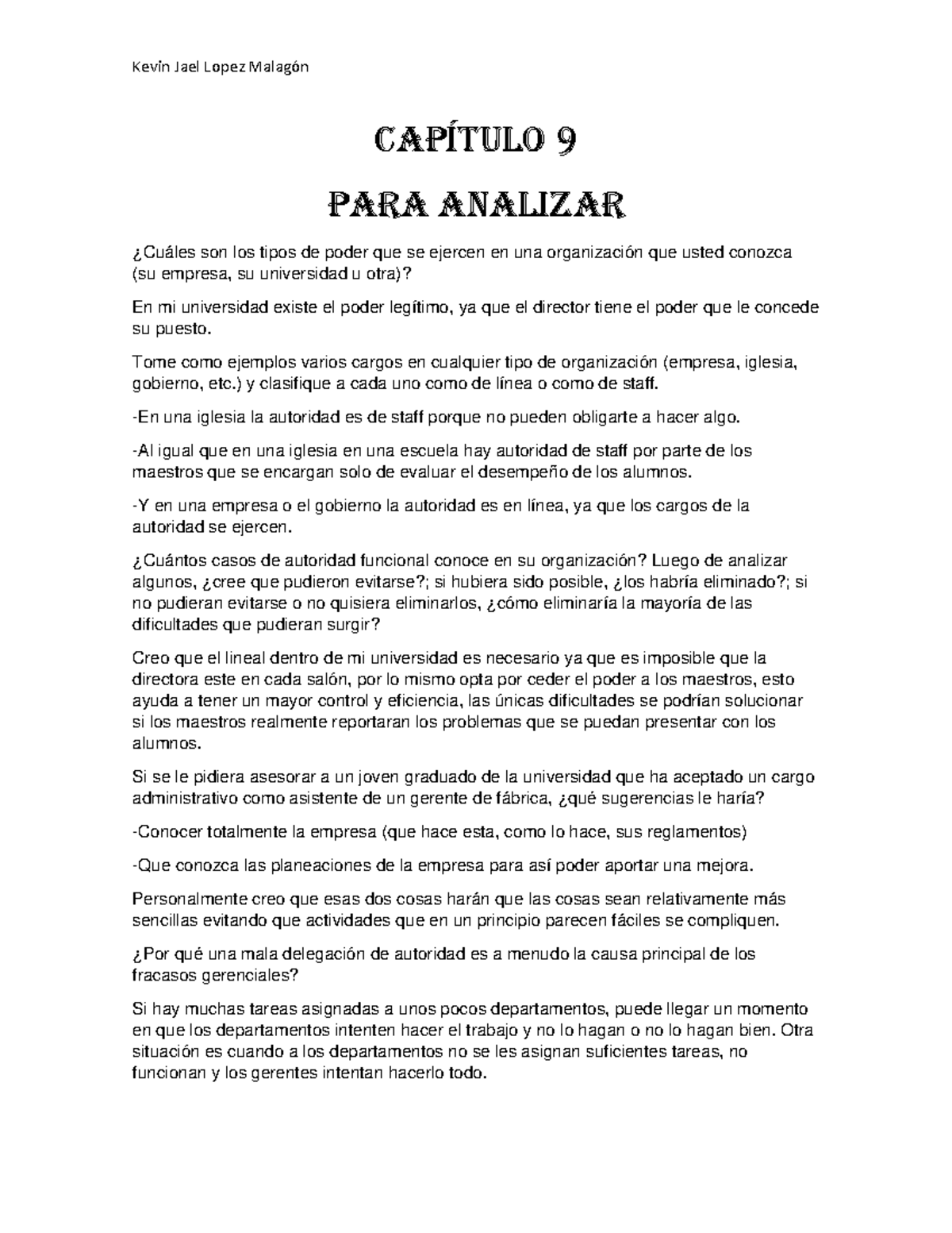 Capítulo 9 - Preguntas capitulo 9 - Kevin Jael Lopez MalagÛn CapÌtulo 9 ...