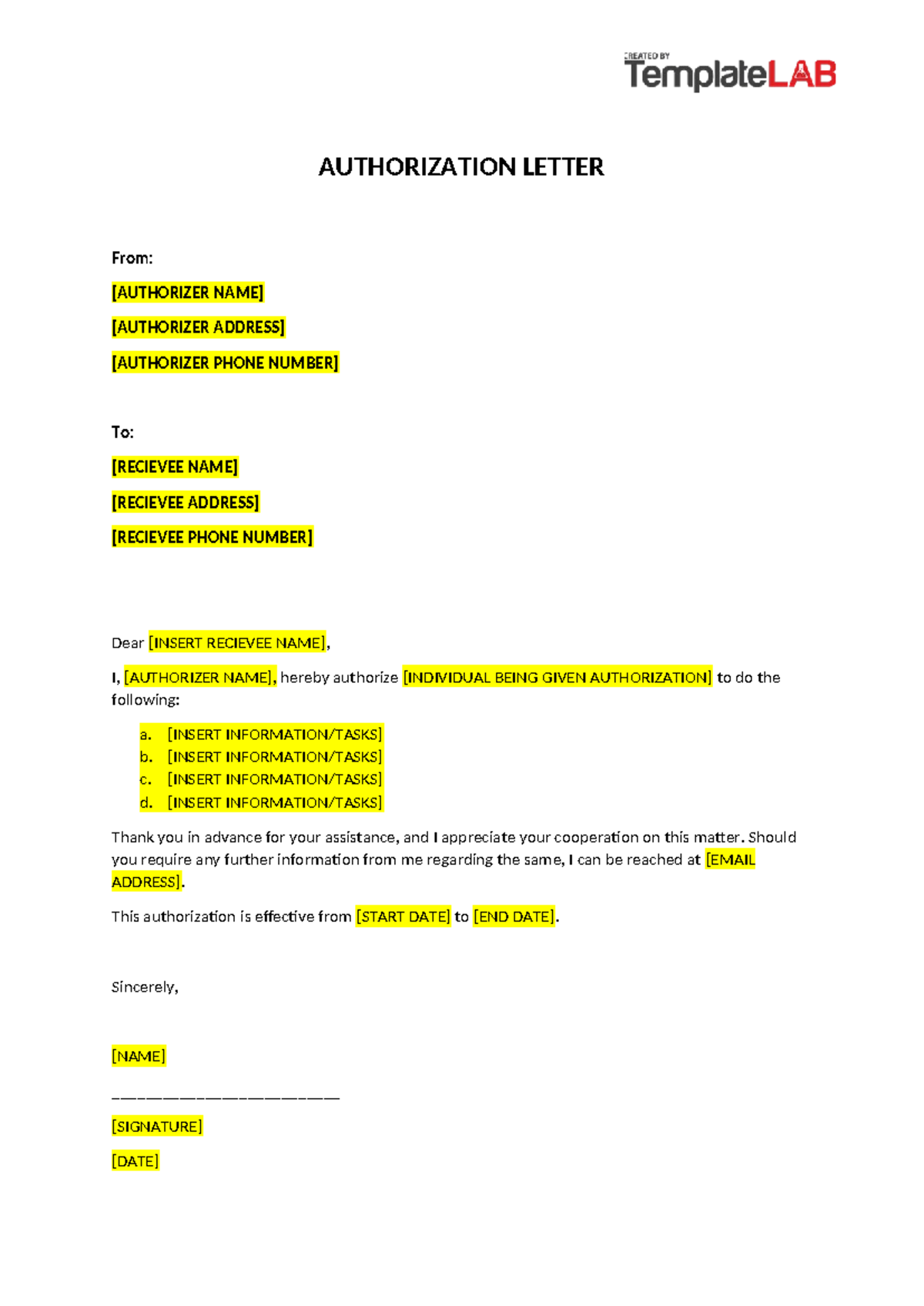 Authorization-Letter-Template - AUTHORIZATION LETTER From: [AUTHORIZER ...