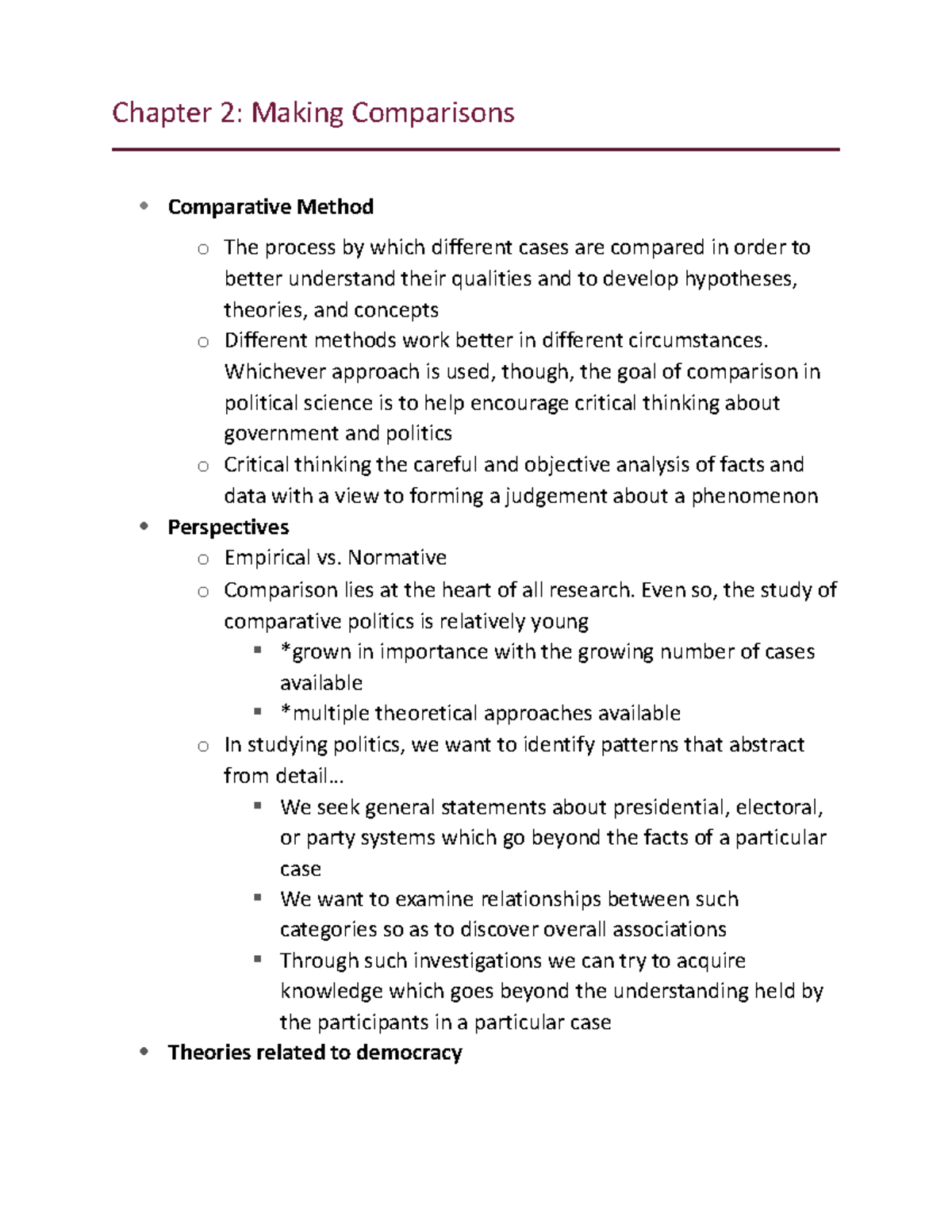 Making Comparisons - Comparative lecture by Dr. Allison - Chapter 2: Making Comparisons - Studocu