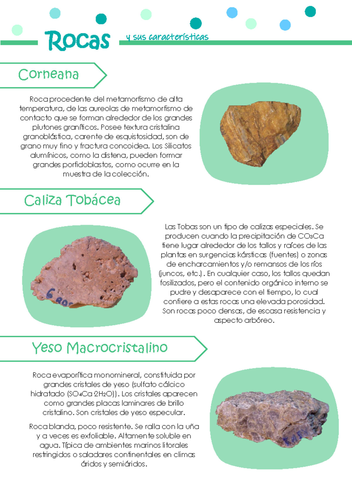 Rocas y sus características - Rocas y sus características Corneana Las ...