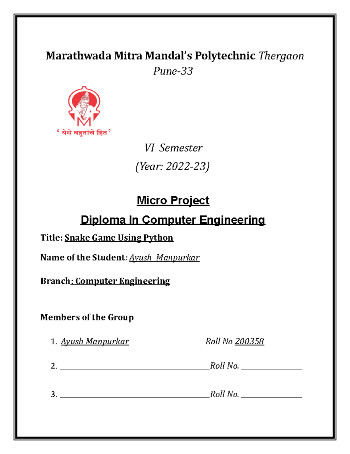 Final microproject format 2003 58 - Marathwada Mitra Mandal’s ...