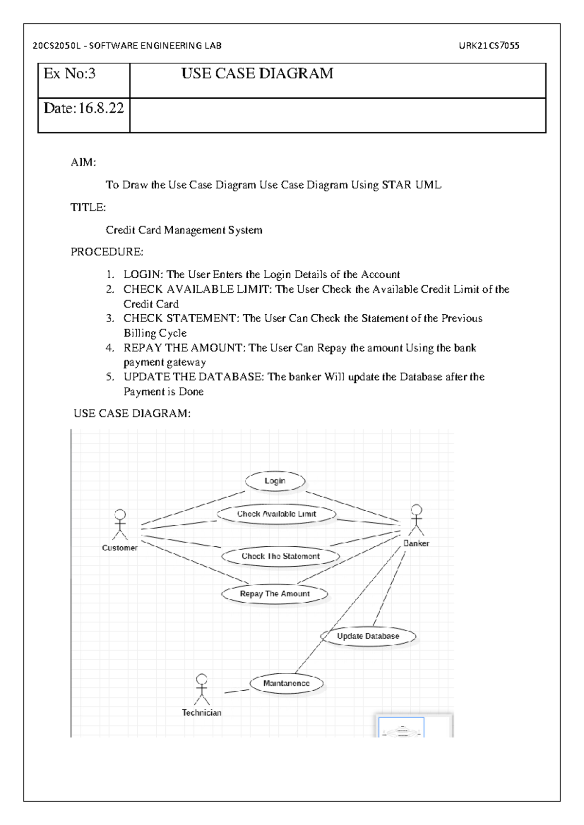 SE3 7055 - AIM: To Draw the Use Case Diagram Use Case Diagram Using ...
