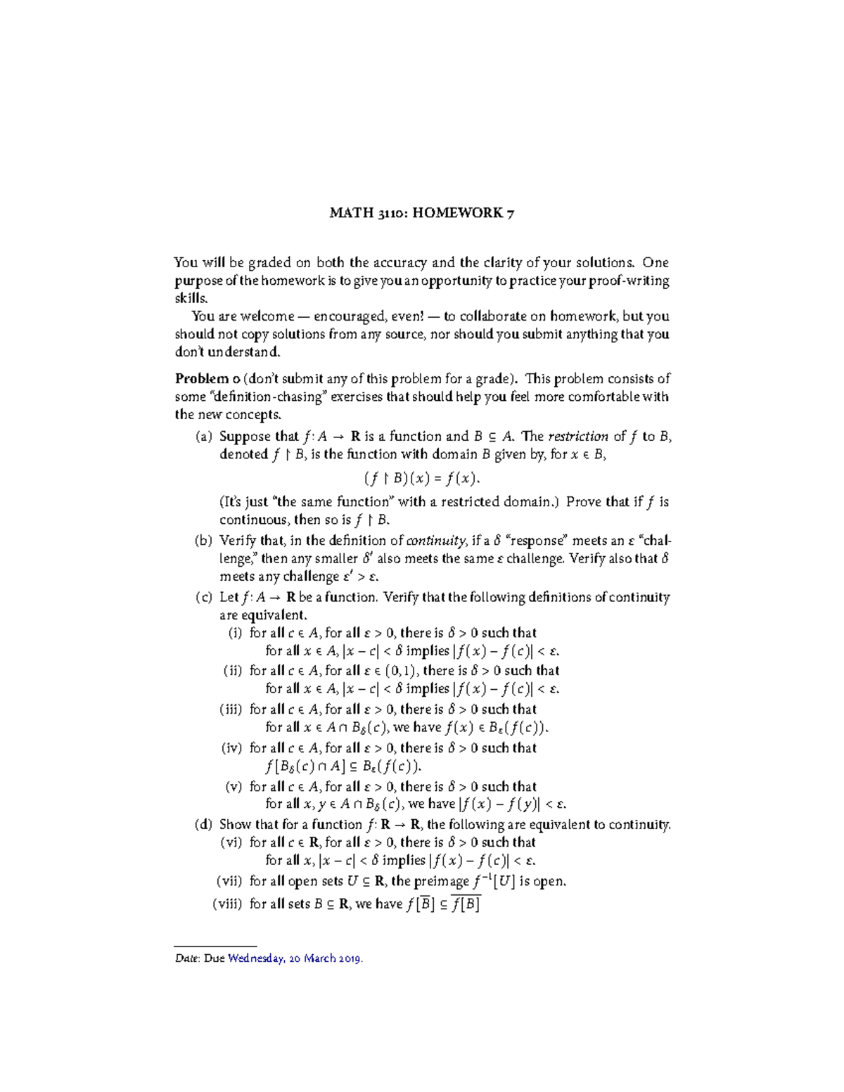 3110 Hw7 Homework From Math 3110 Taught By Professor Zach Norwood During Spring 2019 Math