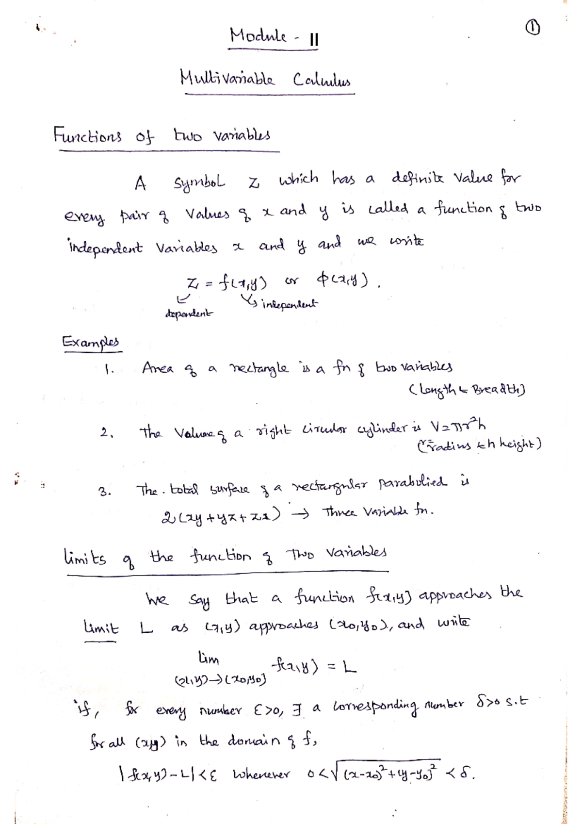 Multivariable Calculus in mathematics - Calculus for Engineers - II - Studocu