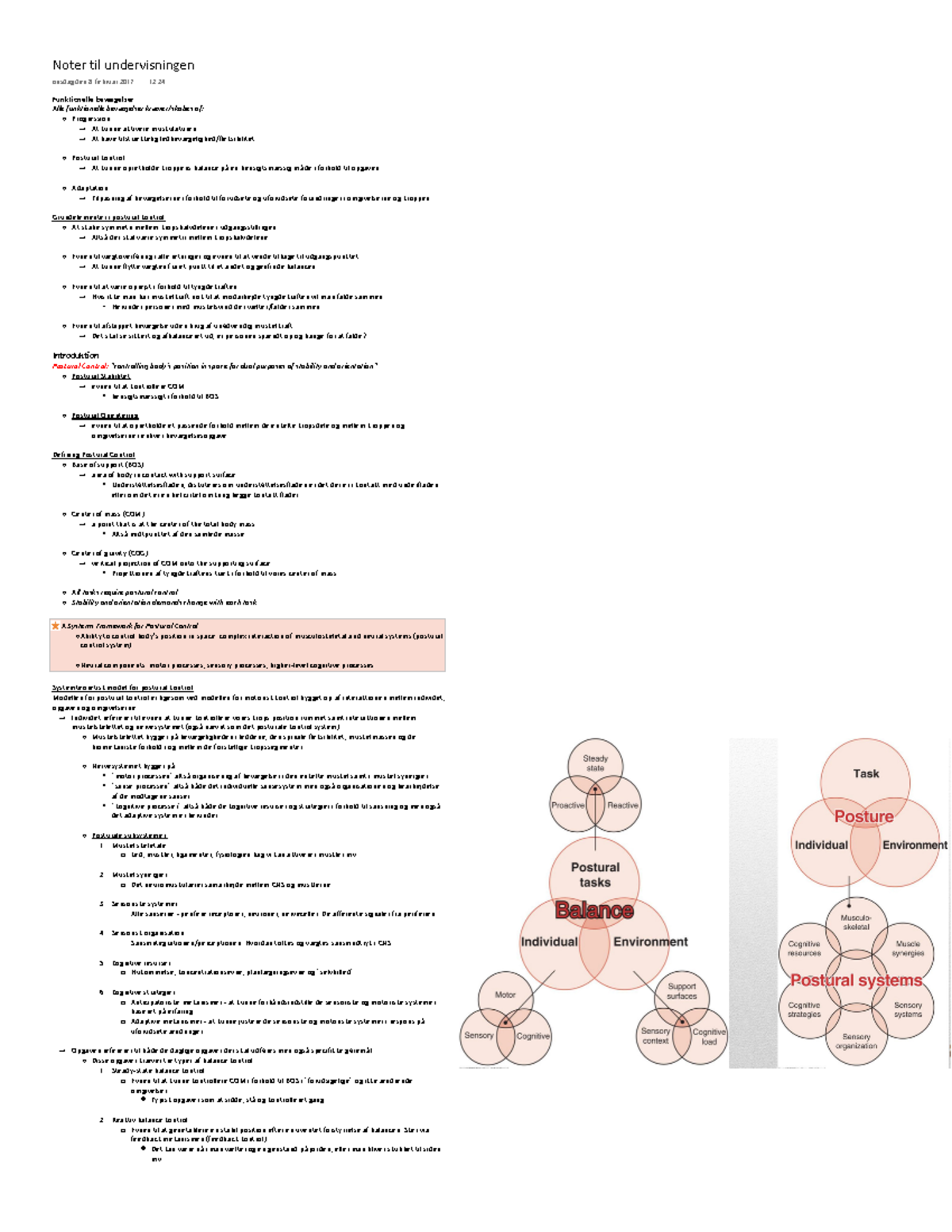 Teori og metode - Postural kontrol I (undervisning) - Warning: TT: undefined function: 32 - Studocu