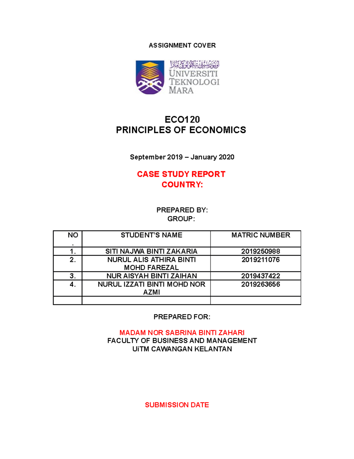 Background of Pakistan - ASSIGNMENT COVER ECO PRINCIPLES OF ECONOMICS ...