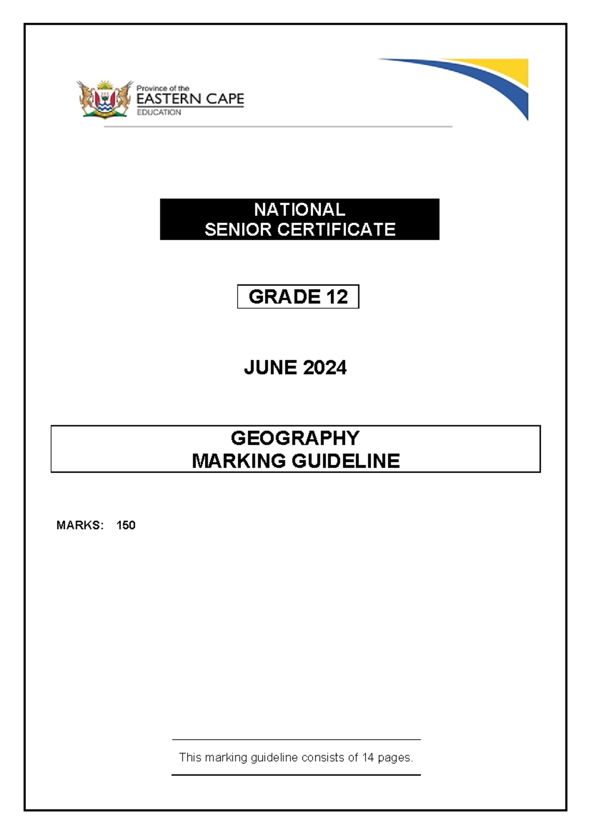Geography GR12 MEMO JUNE 2024 English - NATIONAL SENIOR CERTIFICATE ...