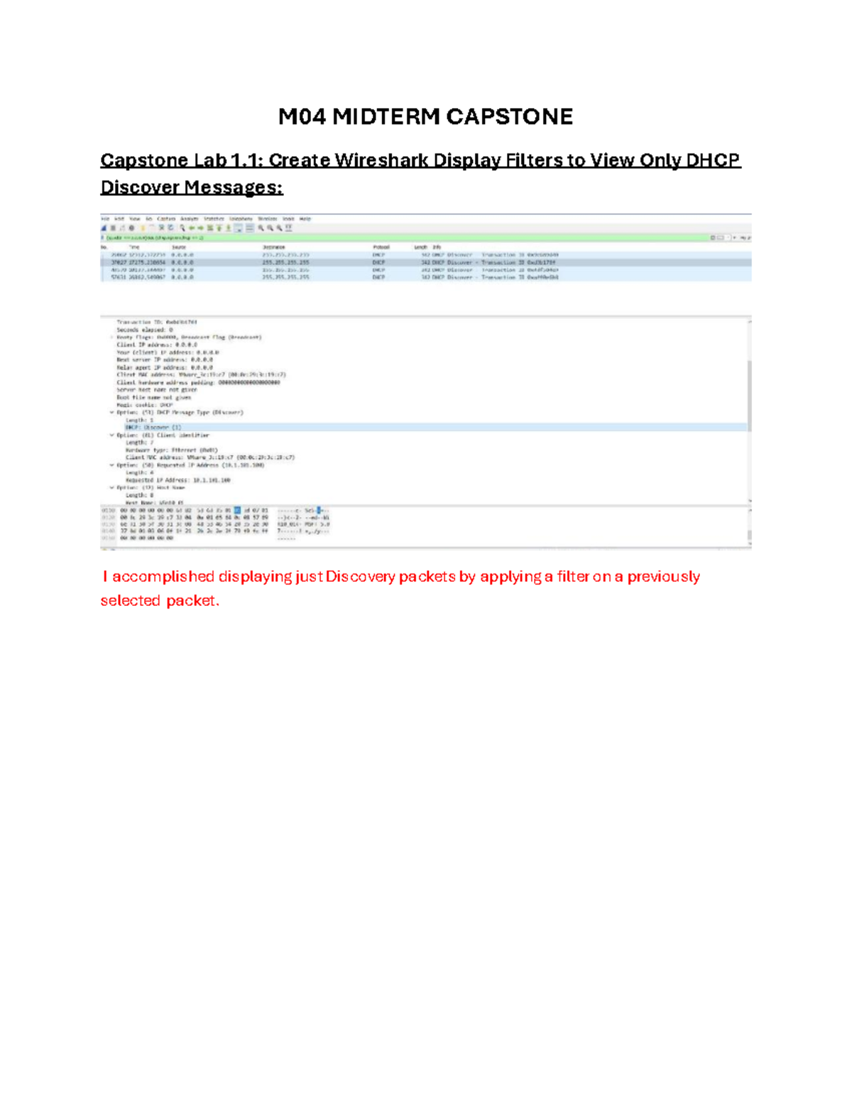M04 Midterm Capstone - n/a - M04 MIDTERM CAPSTONE Capstone Lab 1: Create Wireshark Display ...