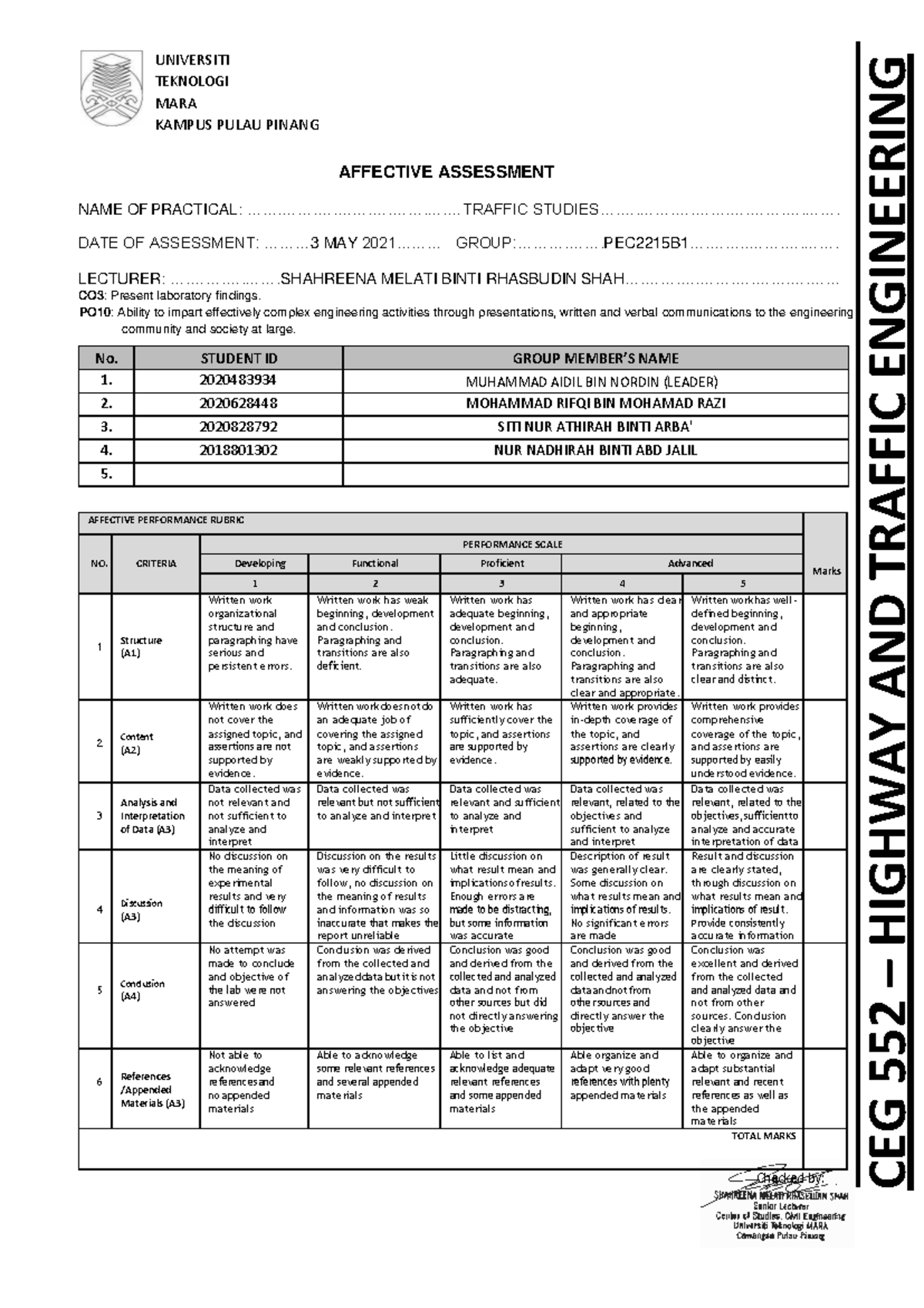 LAB Report Traffic Studies Group 1 for traffic studies - UNIVERSITI ...