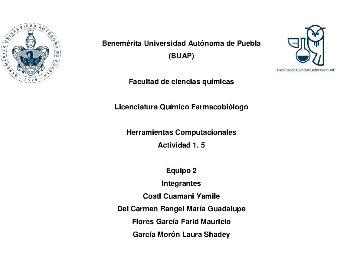 Actividad 1.5 - sxsdcdcdc - Benemérita Universidad Autónoma de Puebla (BUAP) Facultad de ...