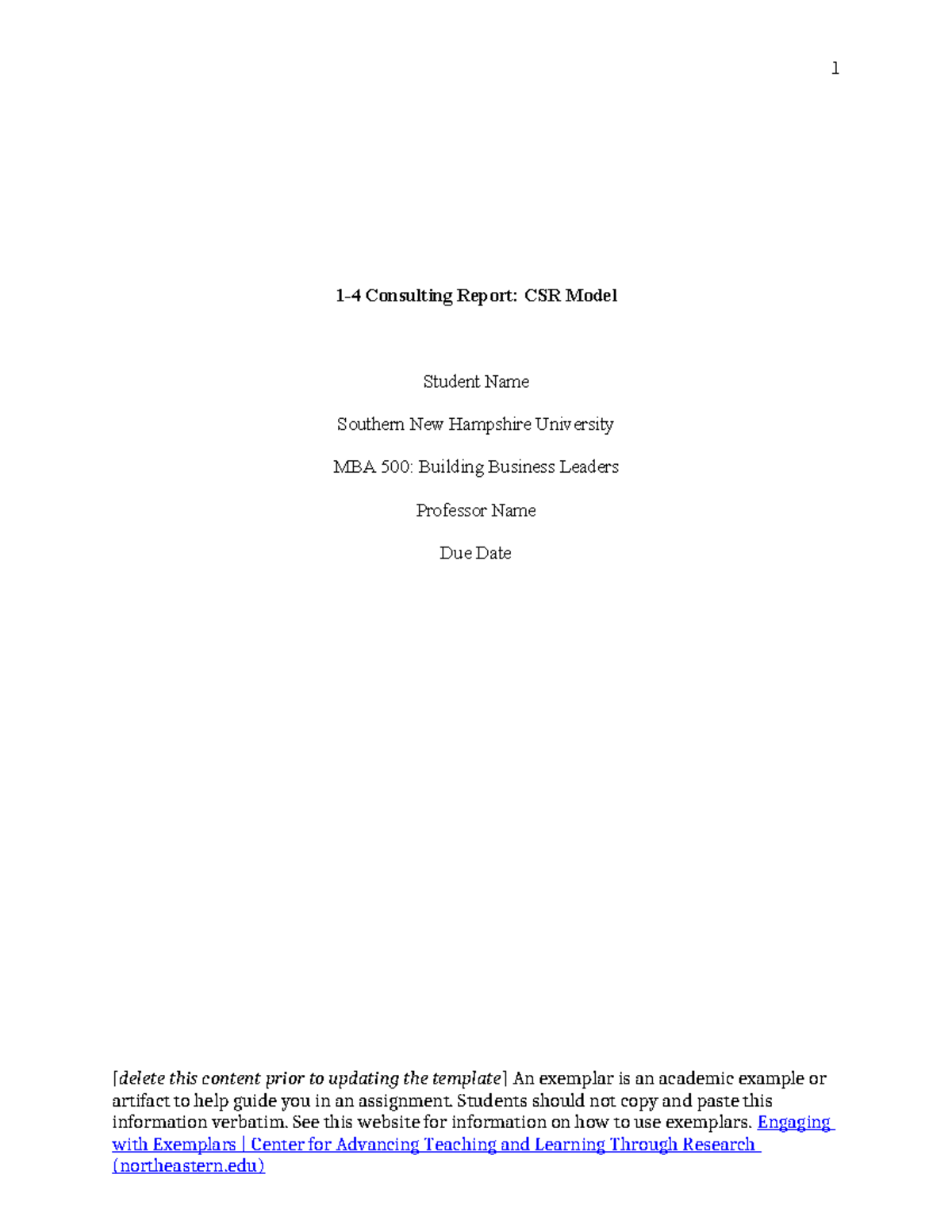 1-4 Consulting Report-template and exemplar - 1-4 Consulting Report ...