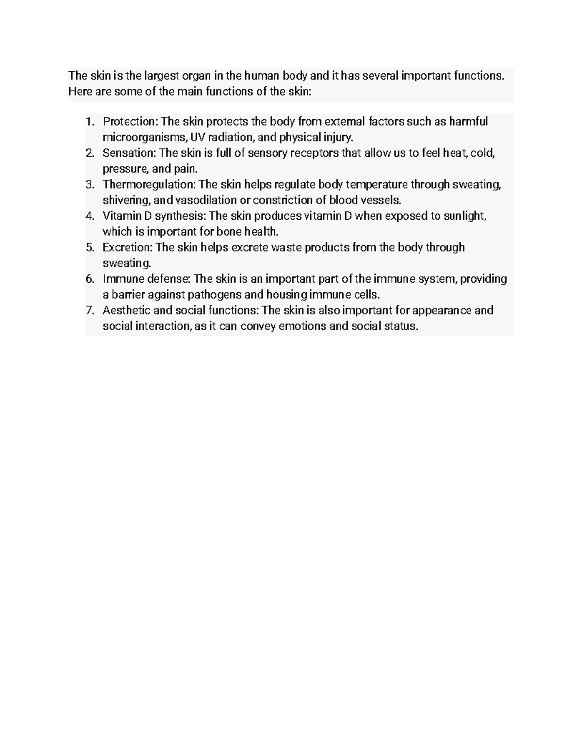 Skin - Functions of skin - The skin is the largest organ in the human ...