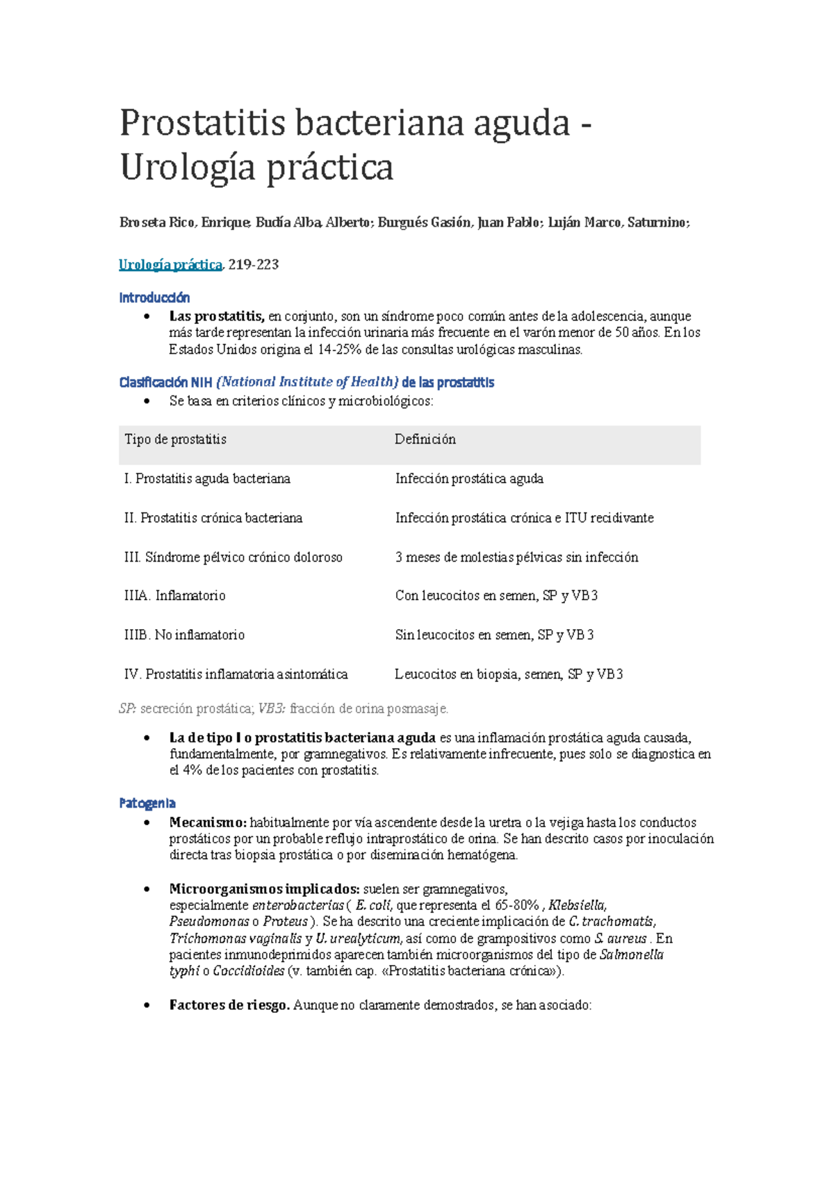 Prostatitis - Grupo 01 - Prostatitis bacteriana aguda - Urología ...