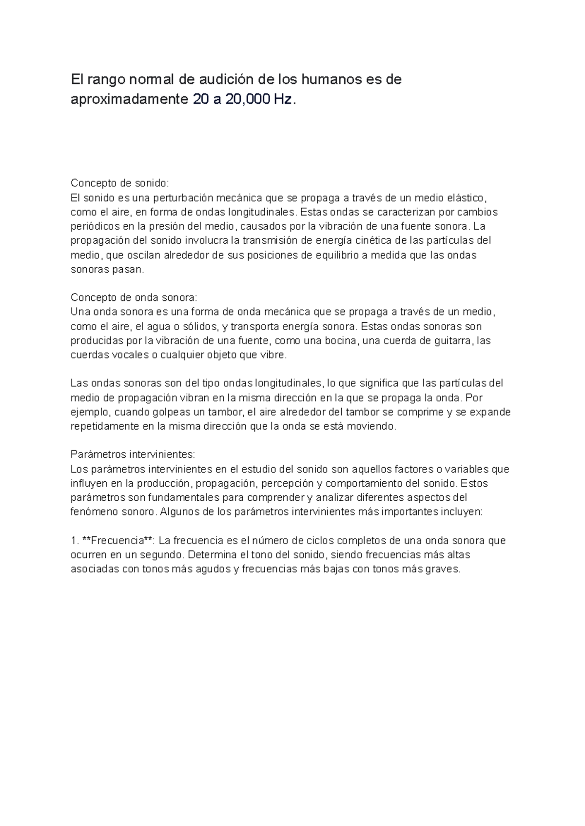 Tecnica del sonido - todo hasta primer parcial - El rango normal de ...