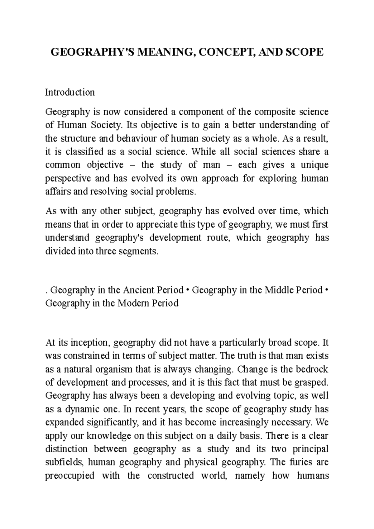 Geography'S Meaning, Concept, AND Scope - GEOGRAPHY'S MEANING, CONCEPT ...