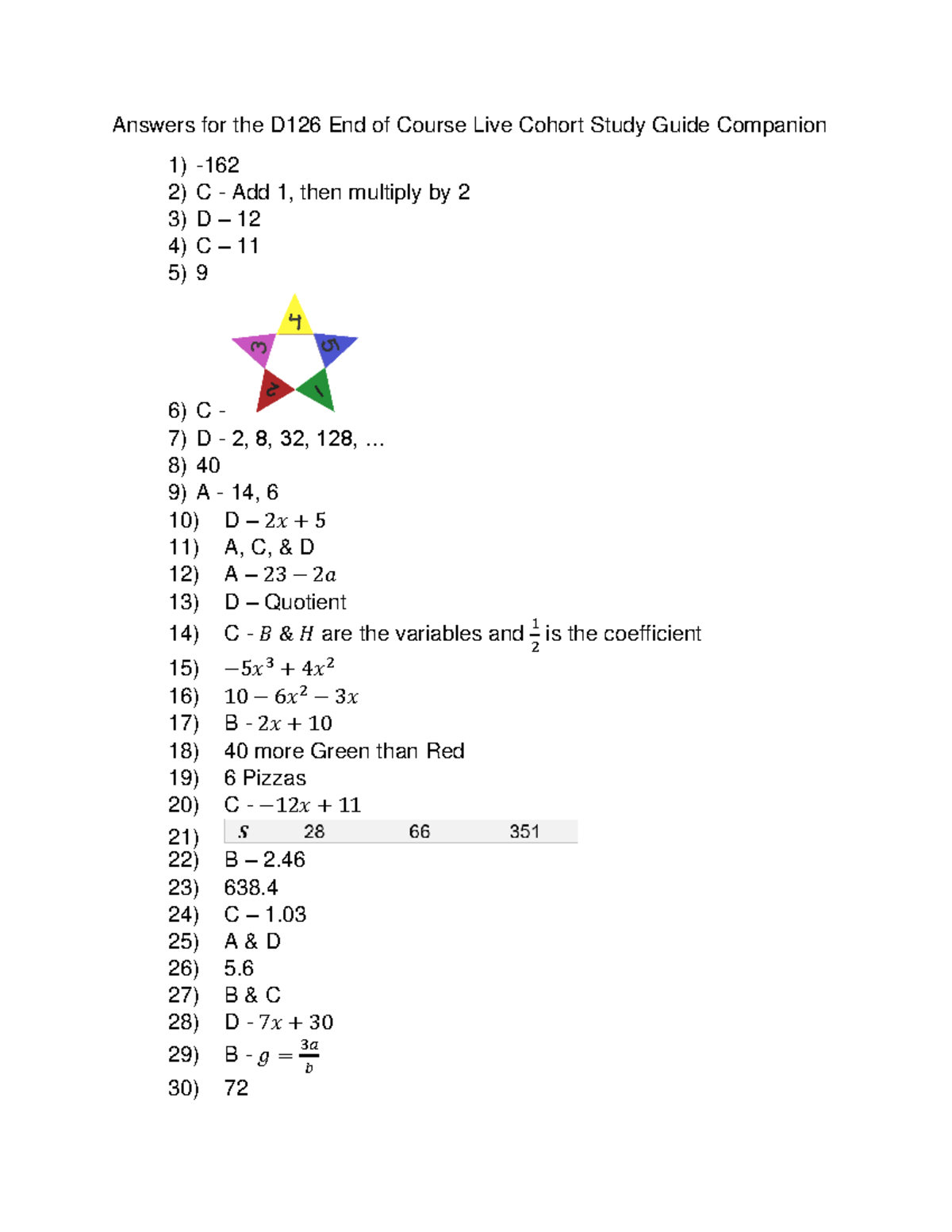 Answer Key to Study Group Companion Worksheet - Answers for the D126 ...