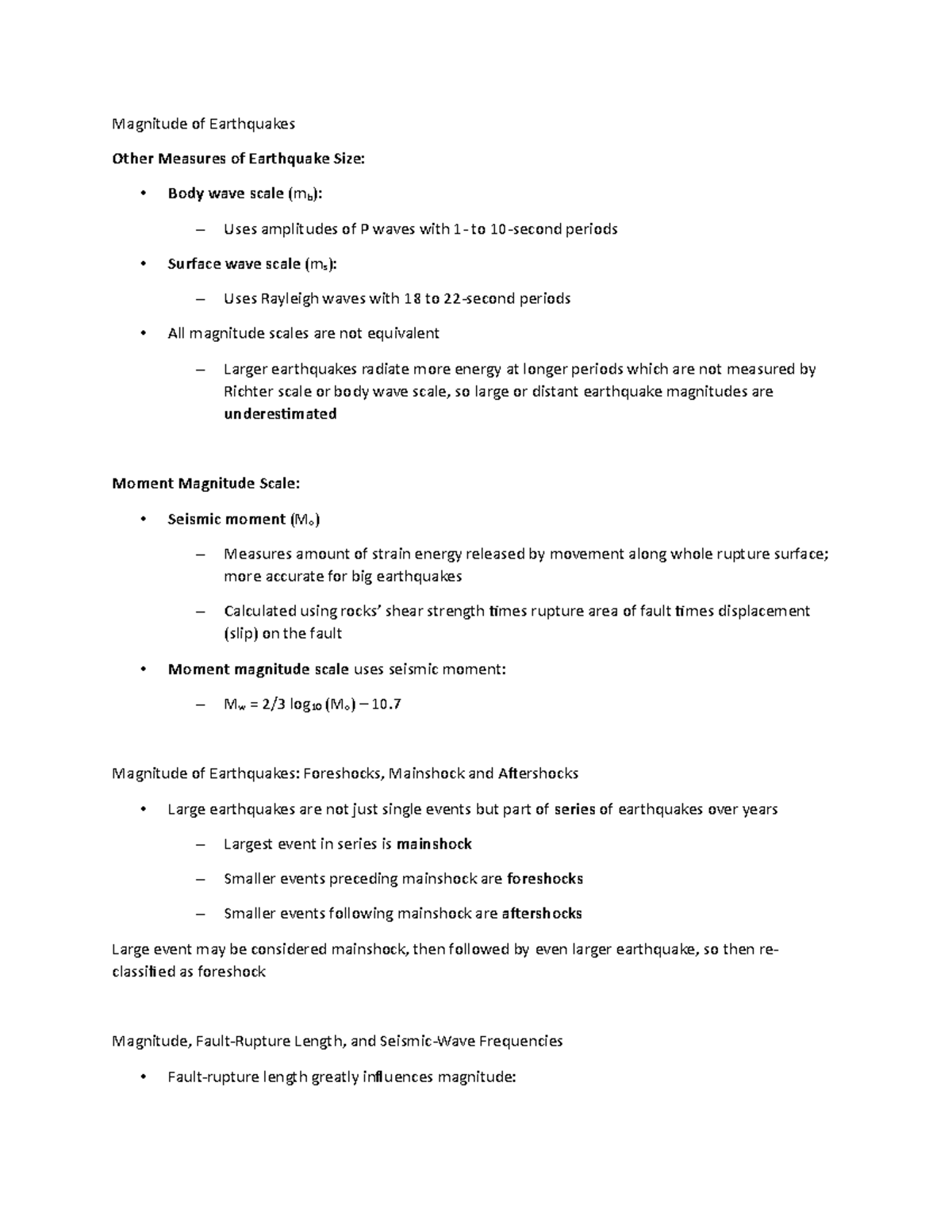 Lecture Notes 13 - Magnitude of Earthquakes Other Measures of ...