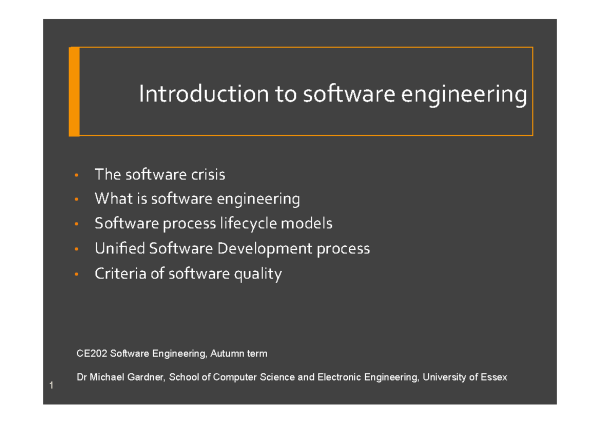 02-intro - Lecture notes 1 - Introduction to software engineering ...