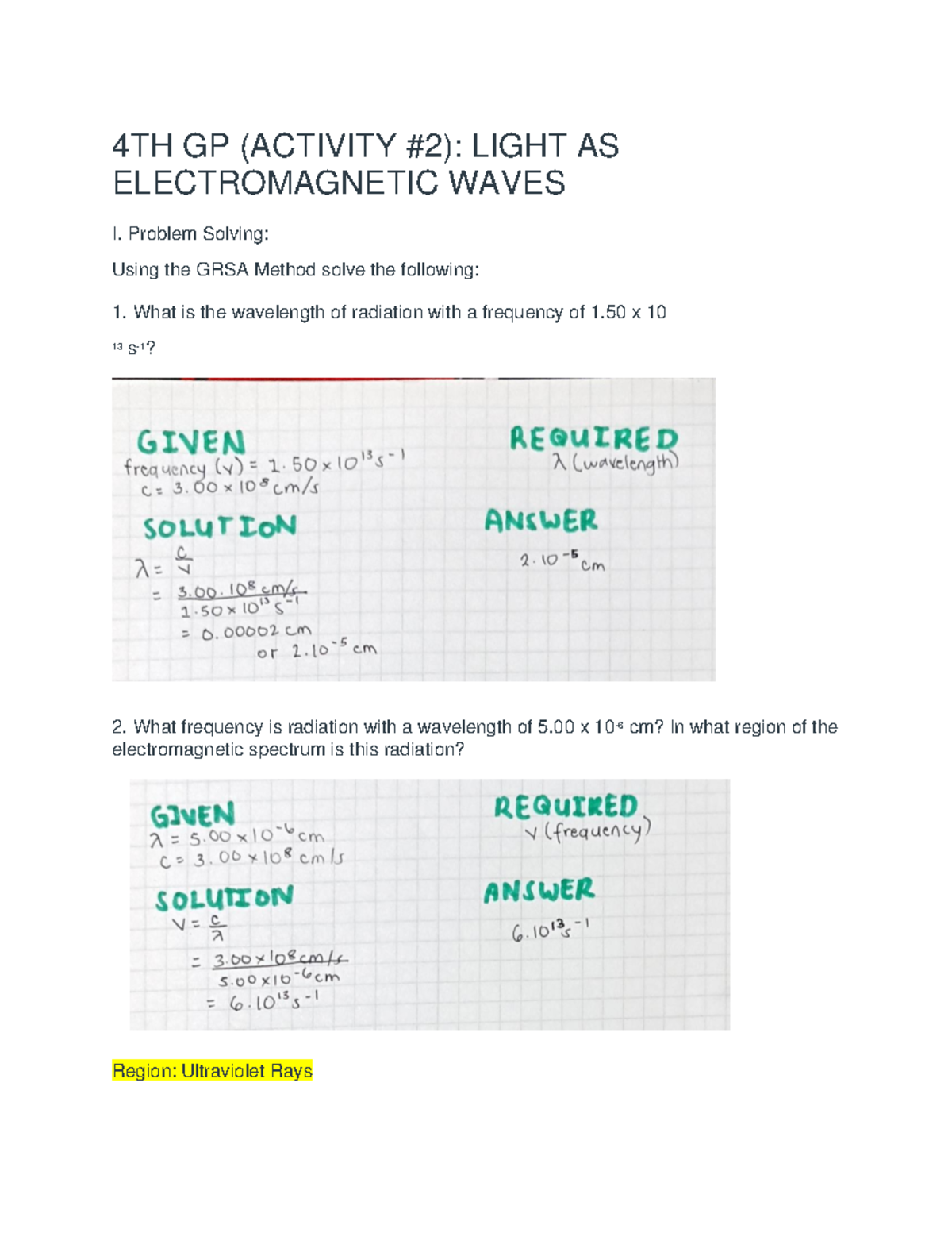 Activity #2 Light AS Electromagnetic Waves- Hipolito - 4TH GP (ACTIVITY ...
