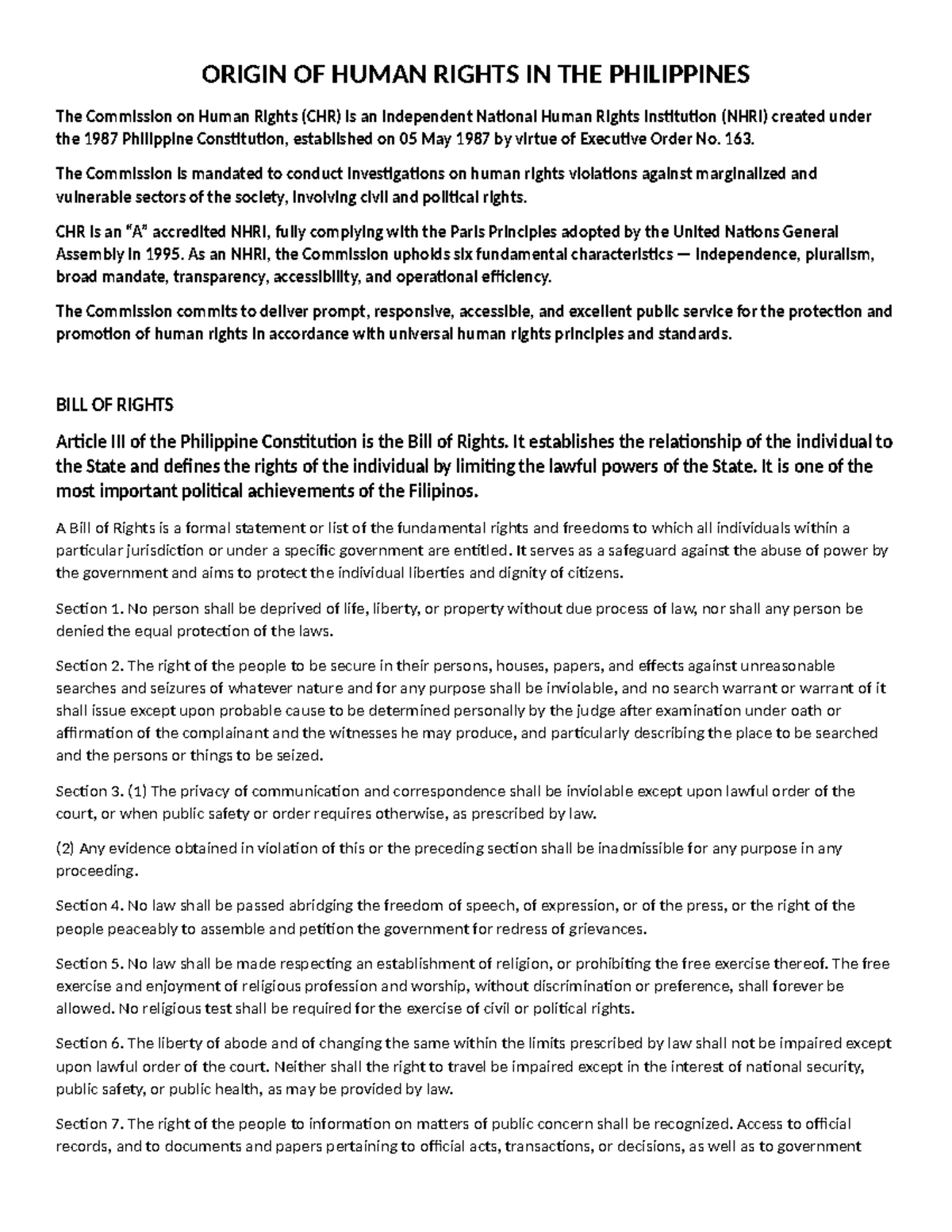 Origin of Human Rights in the Philippines - ORIGIN OF HUMAN RIGHTS IN ...