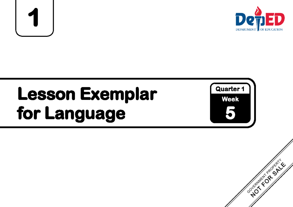 LE Language 1 Q1 W5 - Lesson Exemplar - 1 Lesson Exemplar for Language ...