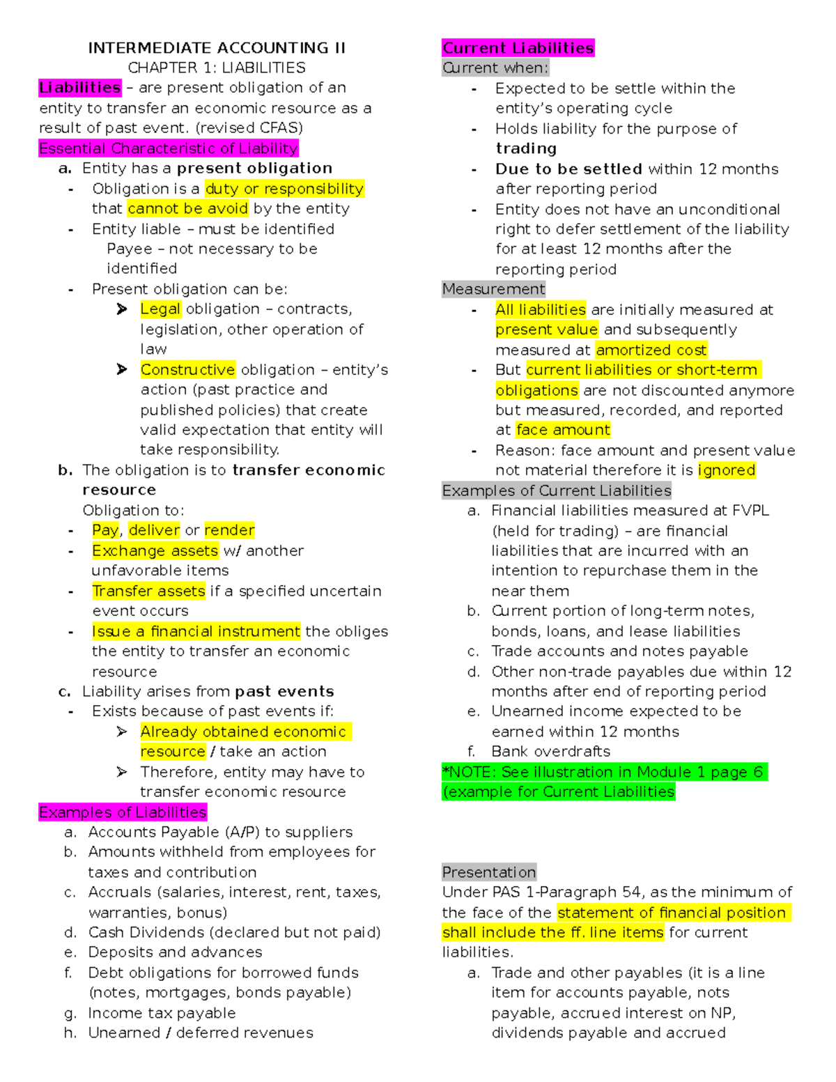 Intermediate Accounting II (notes) - INTERMEDIATE ACCOUNTING II CHAPTER ...