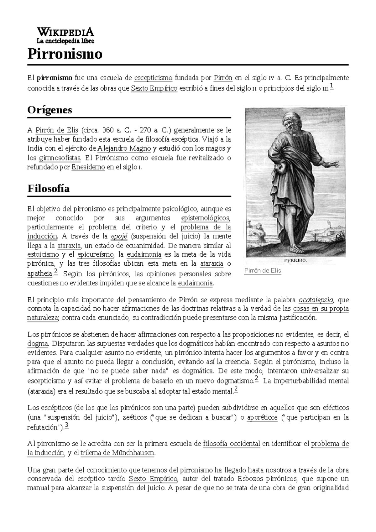 Pirronismo - Pirrón de Elis Pirronismo El pirronismo fue una escuela de ...