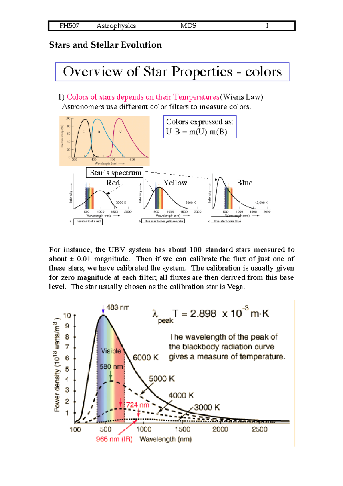 Lecture notes, lectures 3-Stars - Stars and Stellar Evolution For ...