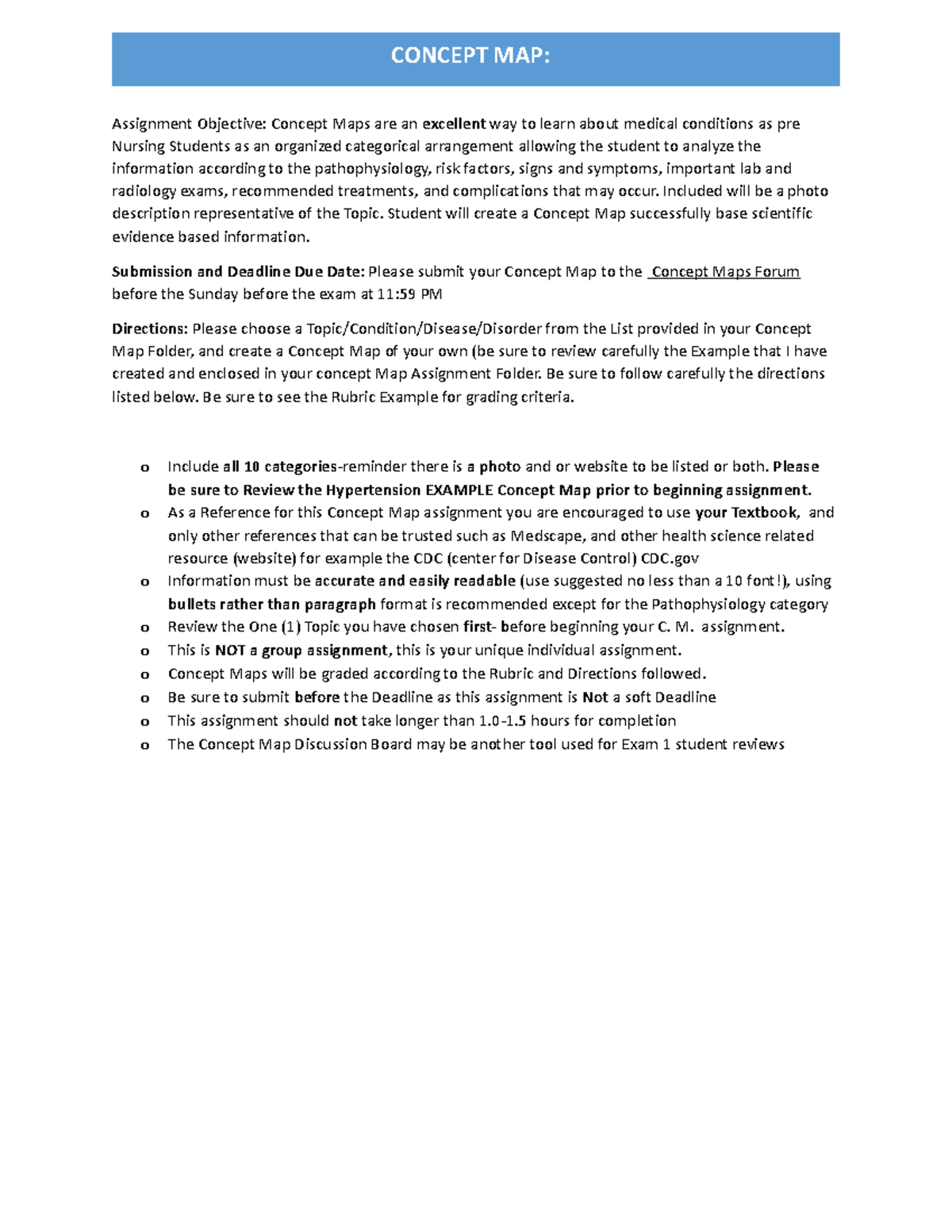 Concept Map Objective Directions - Assignment Objective: Concept Maps ...