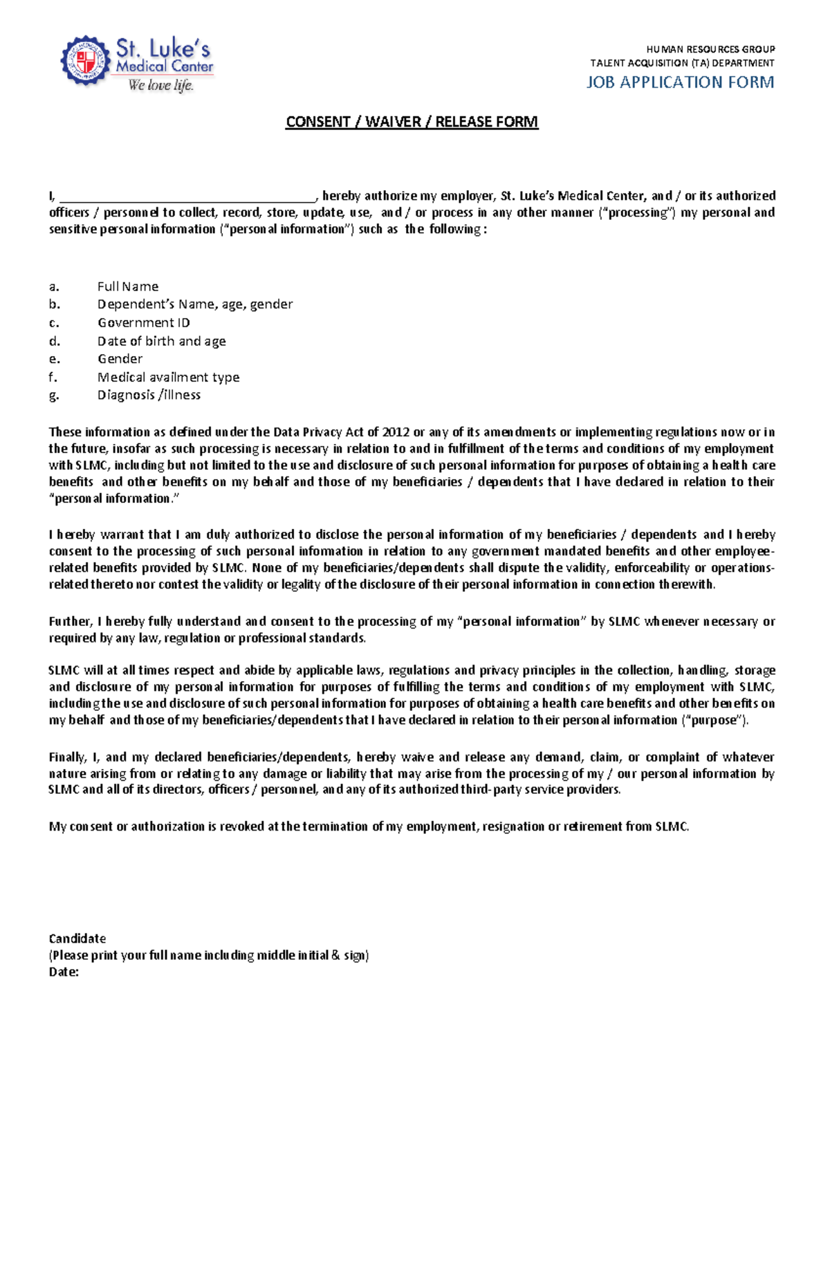 2022 Employment Application FORM - HUMAN RESOURCES GROUP TALENT ...