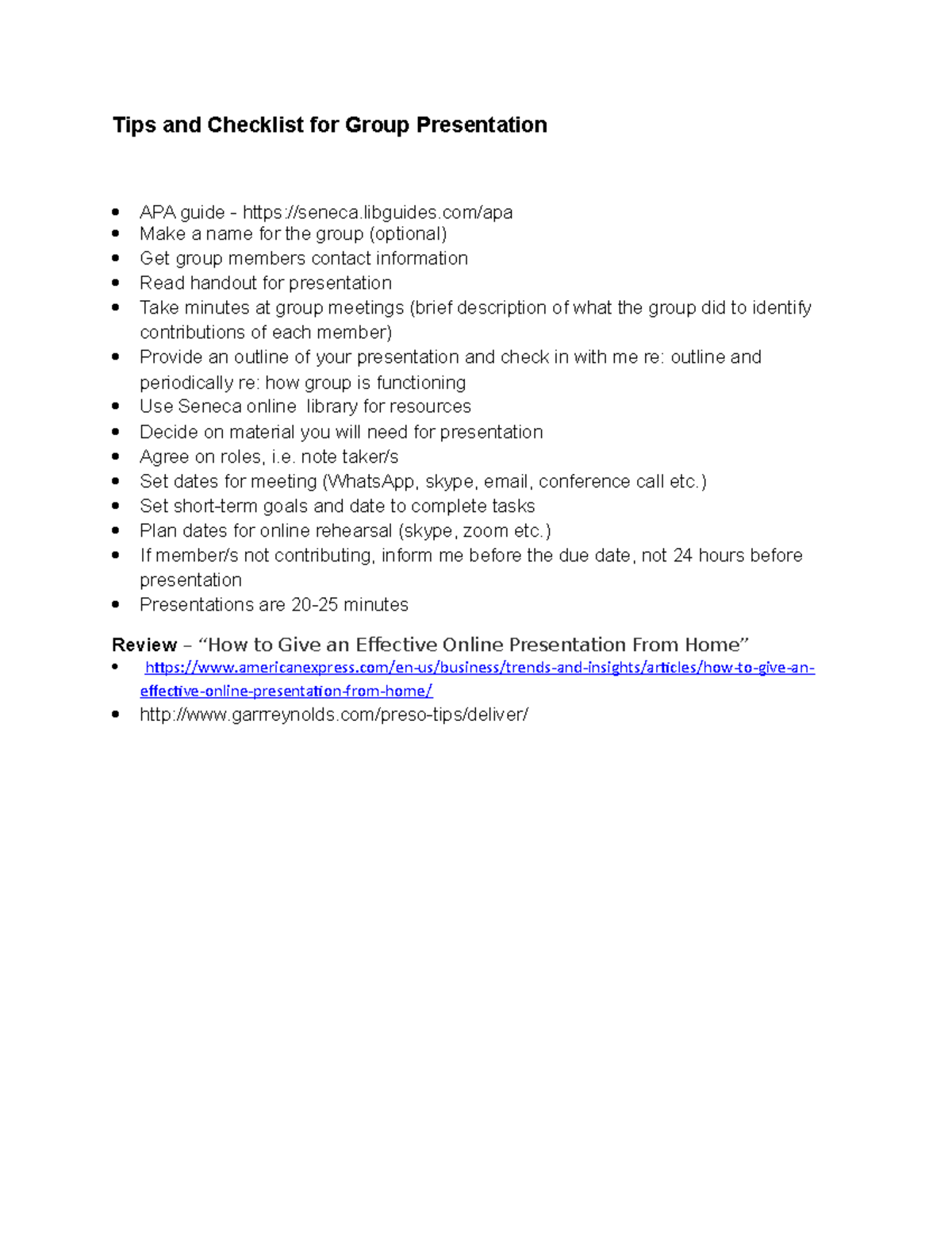 Psy172 Tips and Checklist for Group Presentation(1) - Tips and ...
