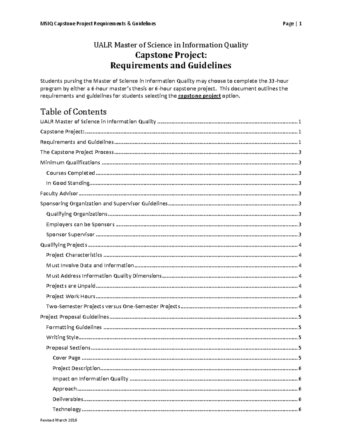 MS Project Guidelines Mar 2016 - UALR Master of Science in Information ...