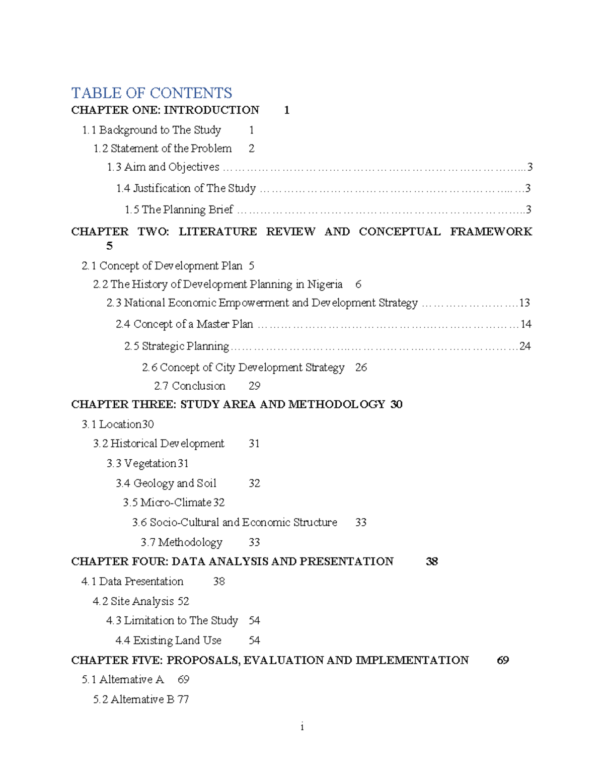Table OF Contents - Nil - TABLE OF CONTENTS CHAPTER ONE: INTRODUCTION 1 ...