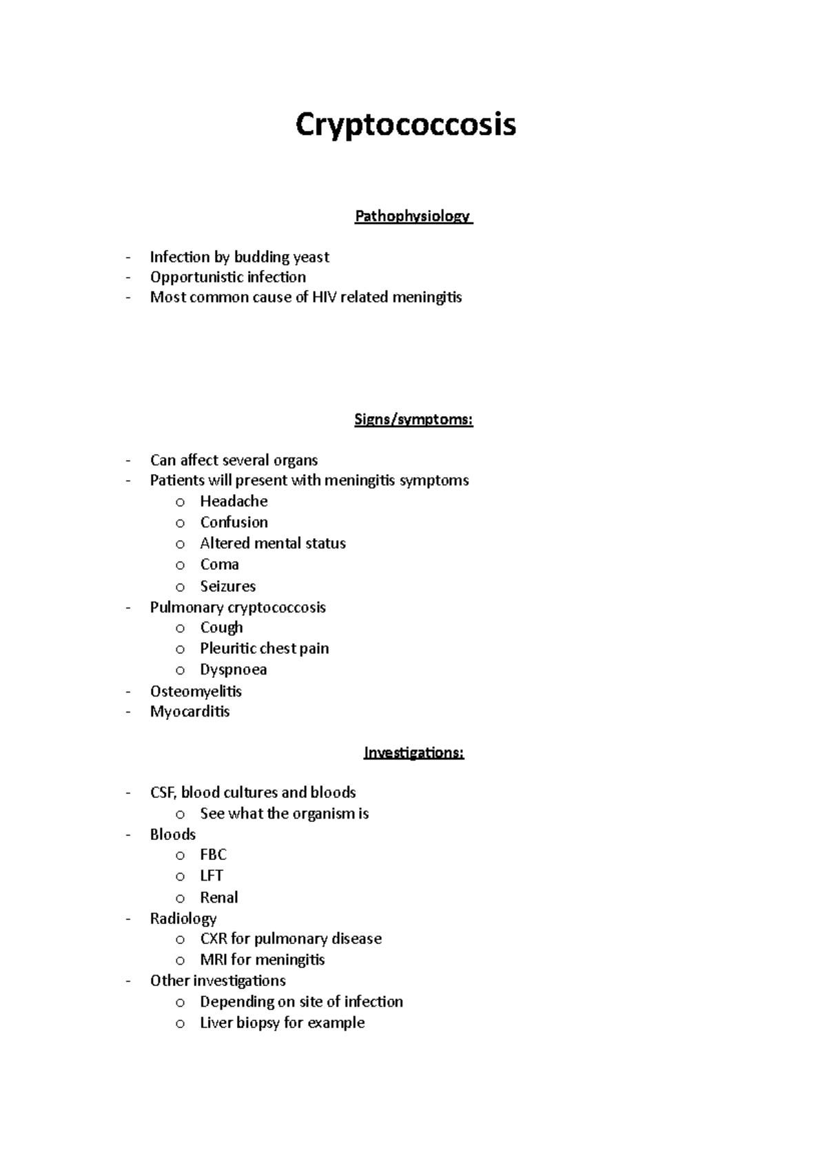 Cryptococcosis lecture notes - Cryptococcosis Pathophysiology Infection ...