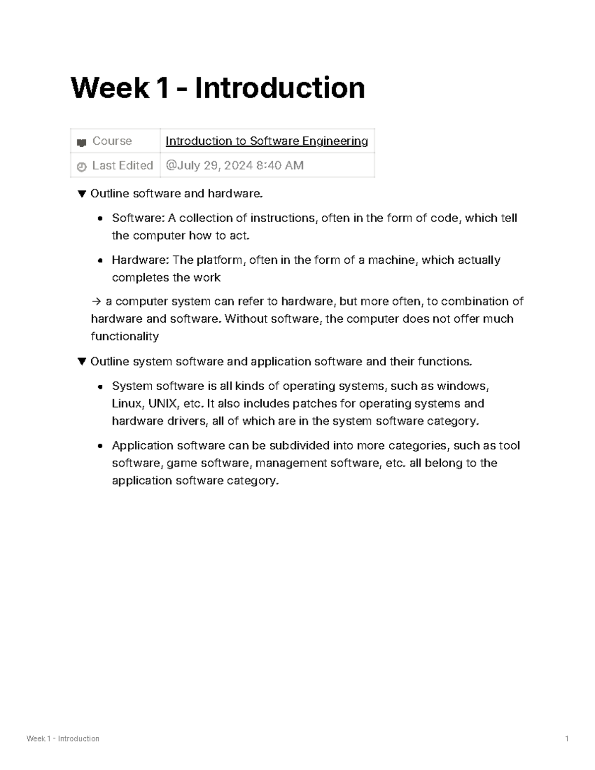 Week 1 - Introduction - Week 1 - Introduction Course Introduction to ...
