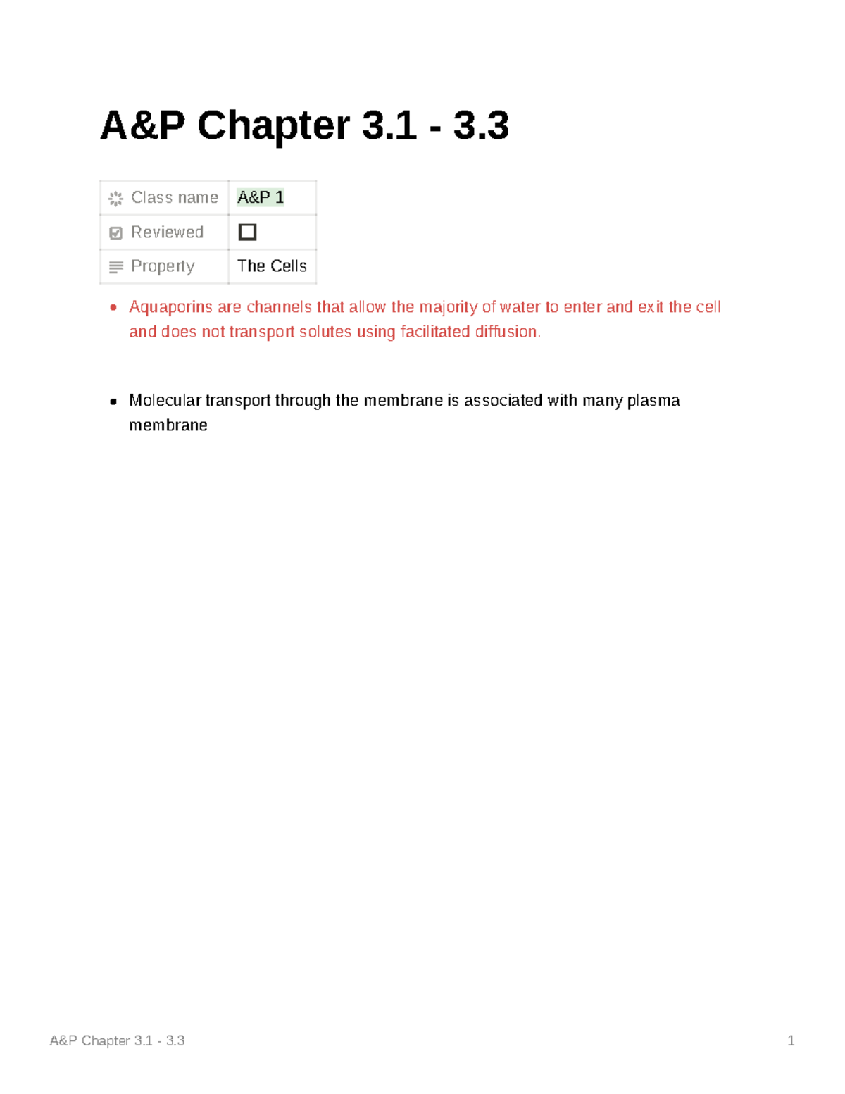 AP Chapter 3 - Happy studying! - A&P Chapter 3 - 3. Class name A&P 1 ...