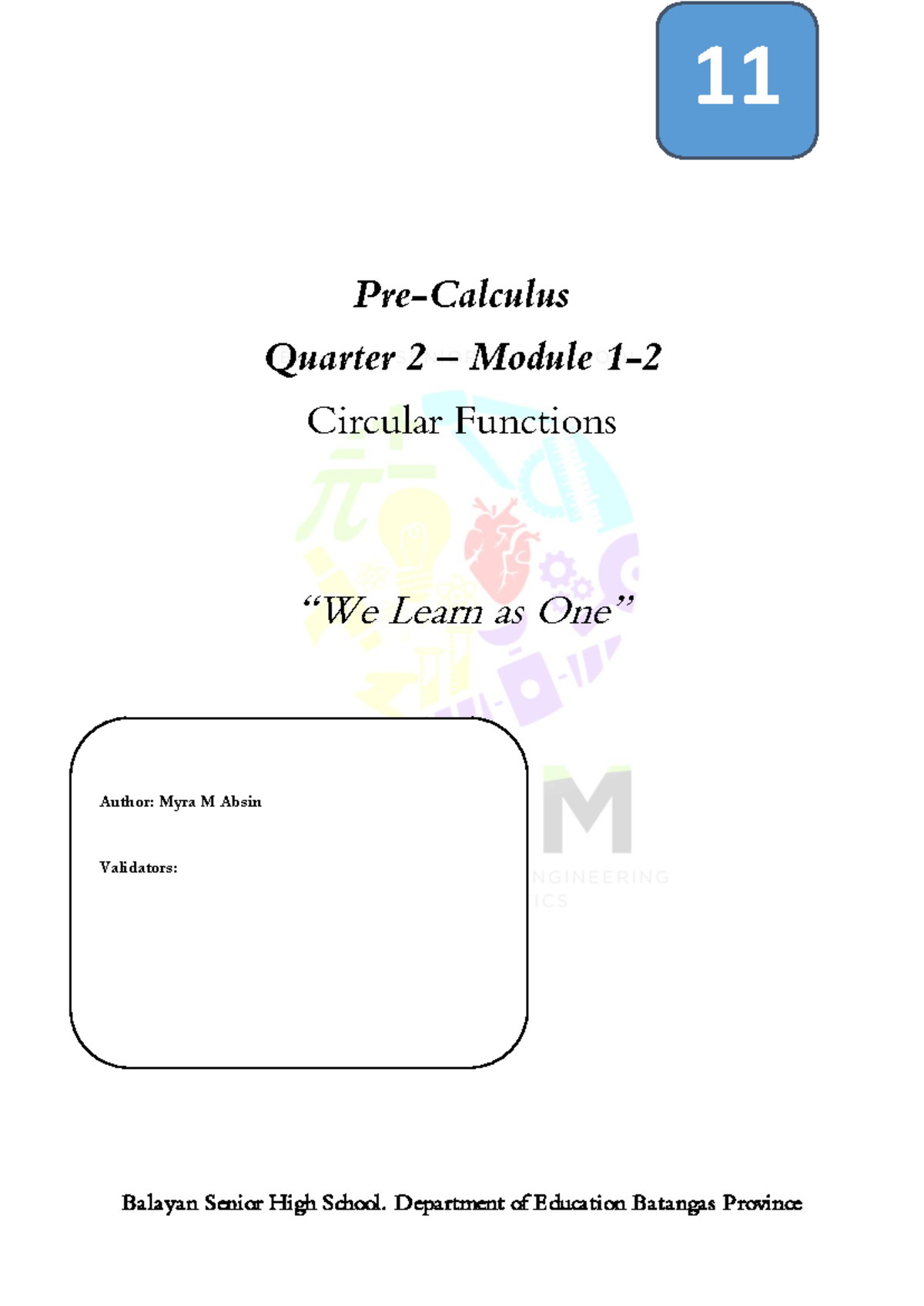 I am sharing 'STEM-Mod Pre-Calculus-Q2-Week-1-2-Absin' with you - Pre ...