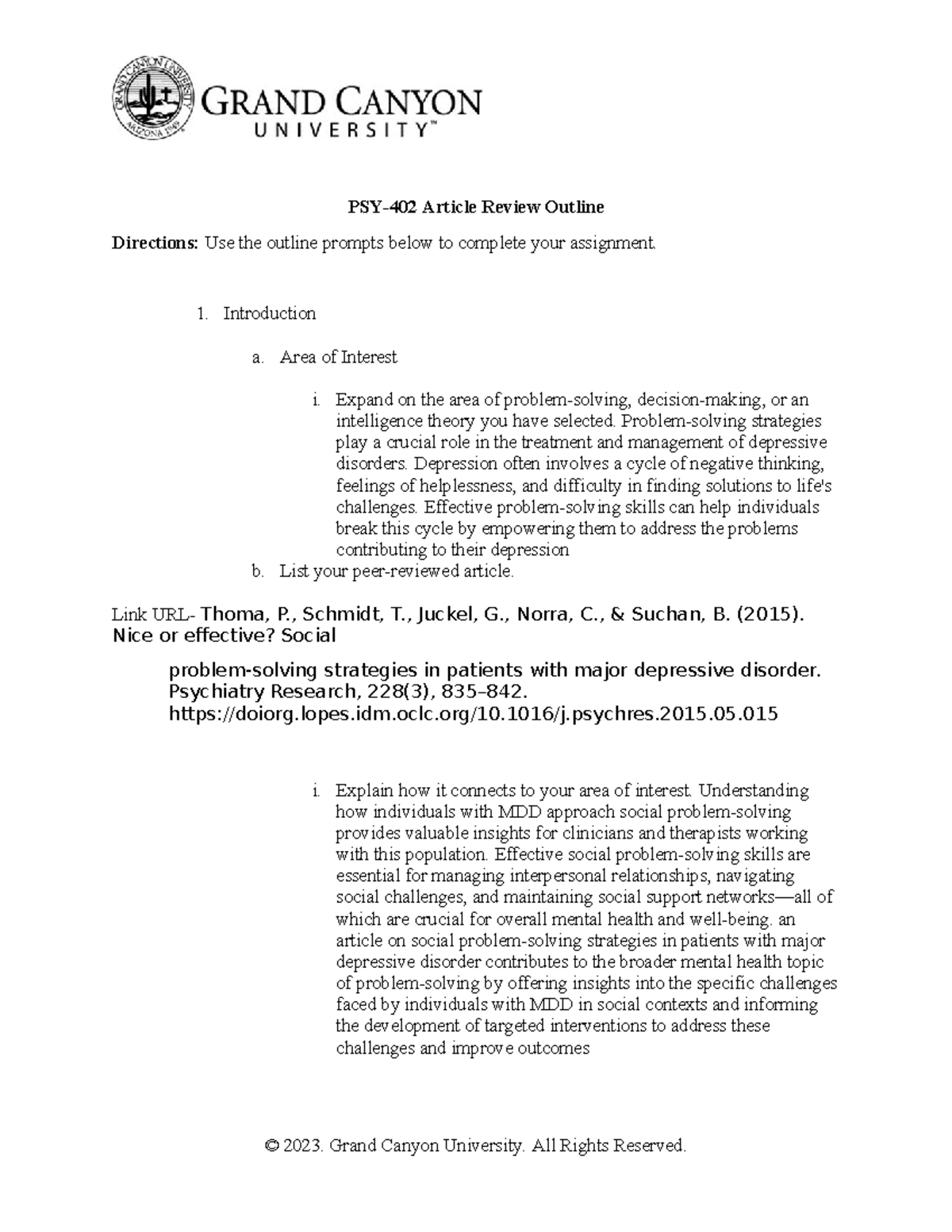 PSY 402 RS T3 Article Review Outline 1 - PSY-402 Article Review Outline ...