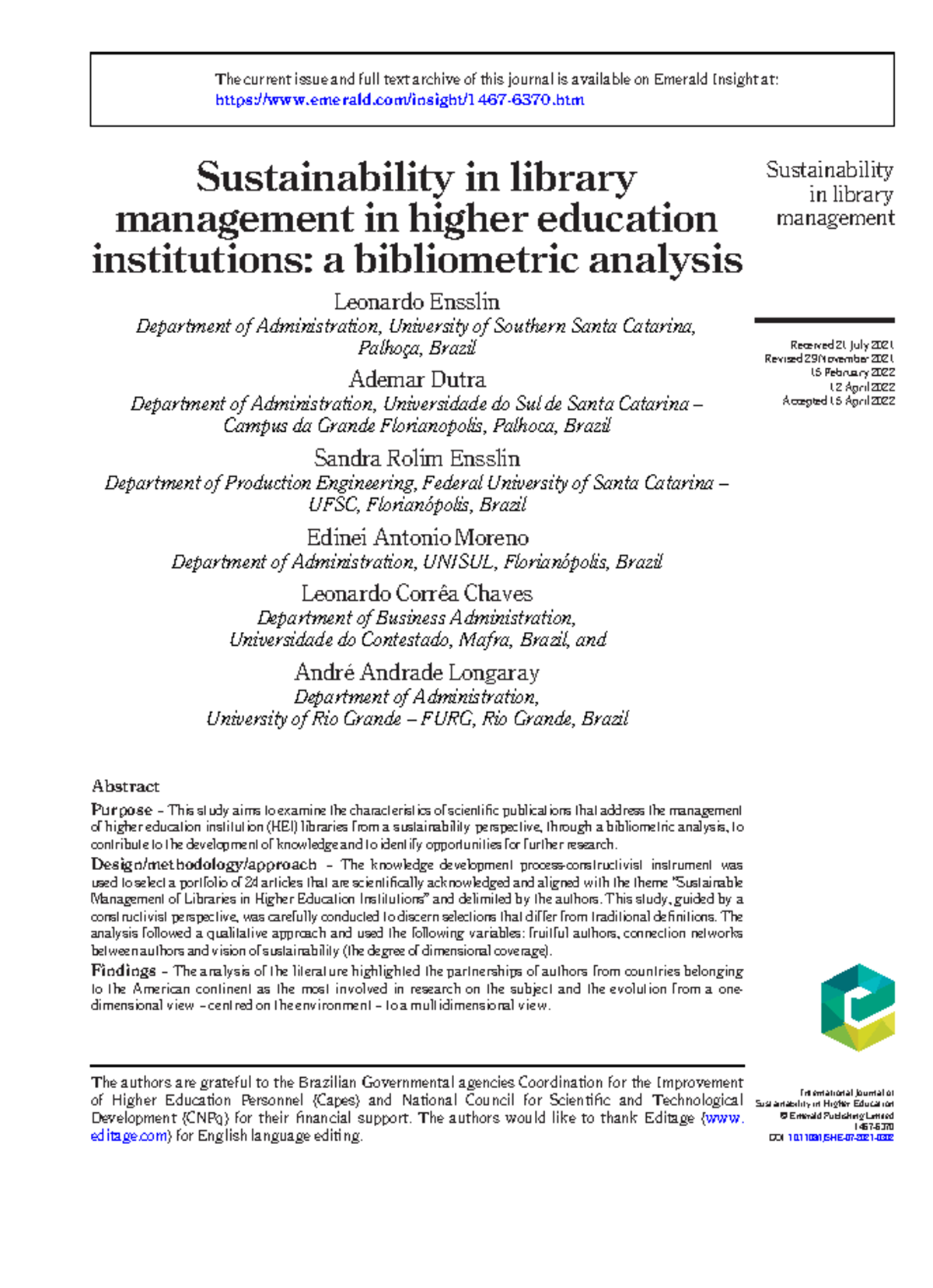 Sustainability in library - Sustainability in library management in ...