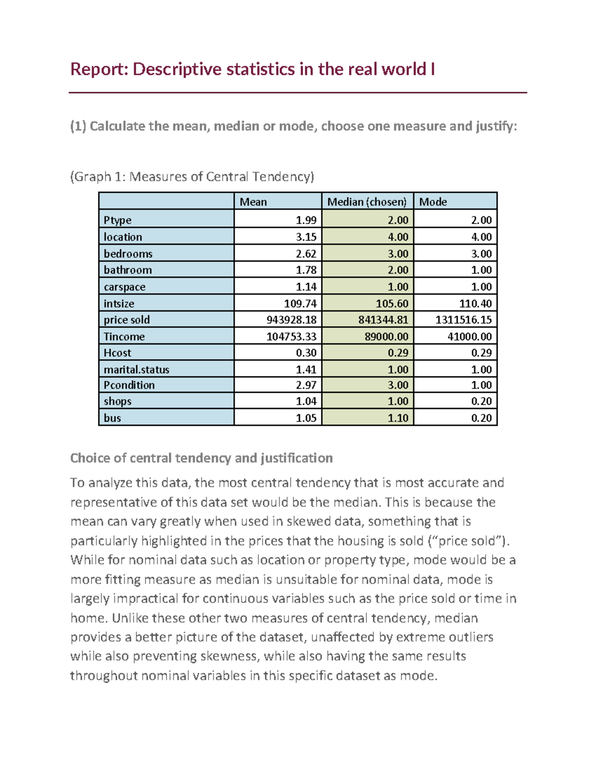 Report for playconomics econ 1203 - Report: Descriptive statistics in ...