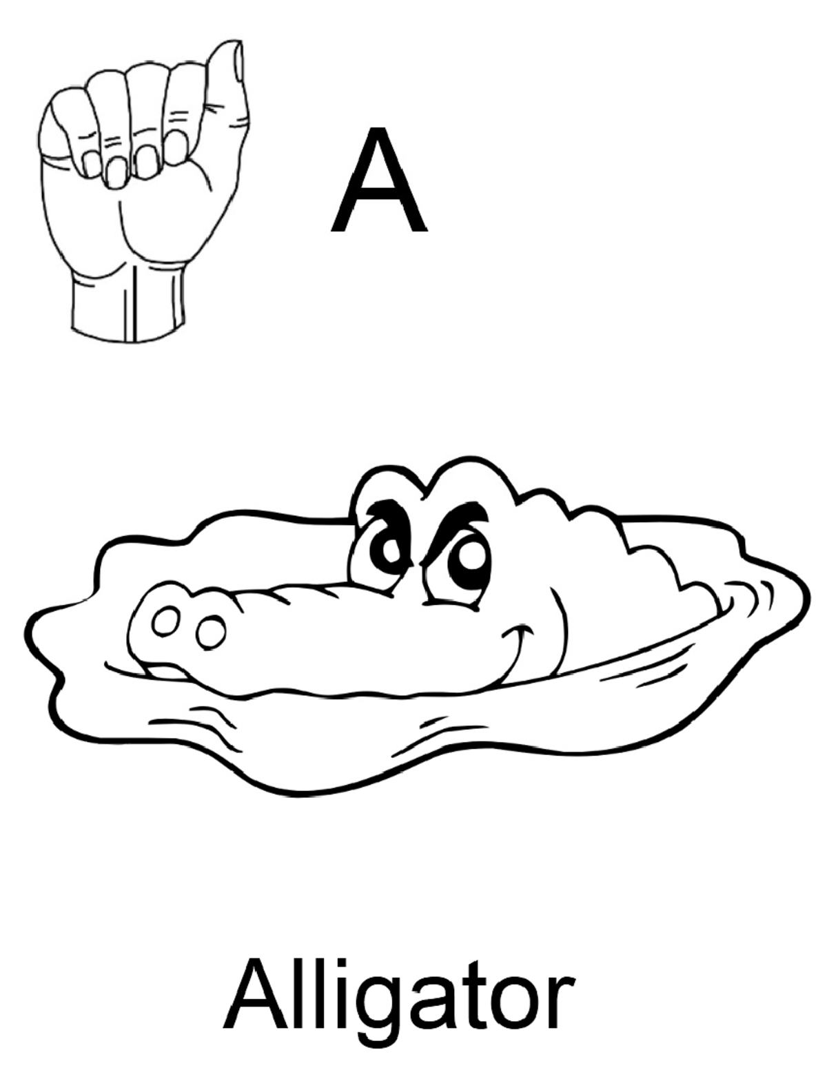 Printable sign language for kids - BSED - English - A Alligator A ...