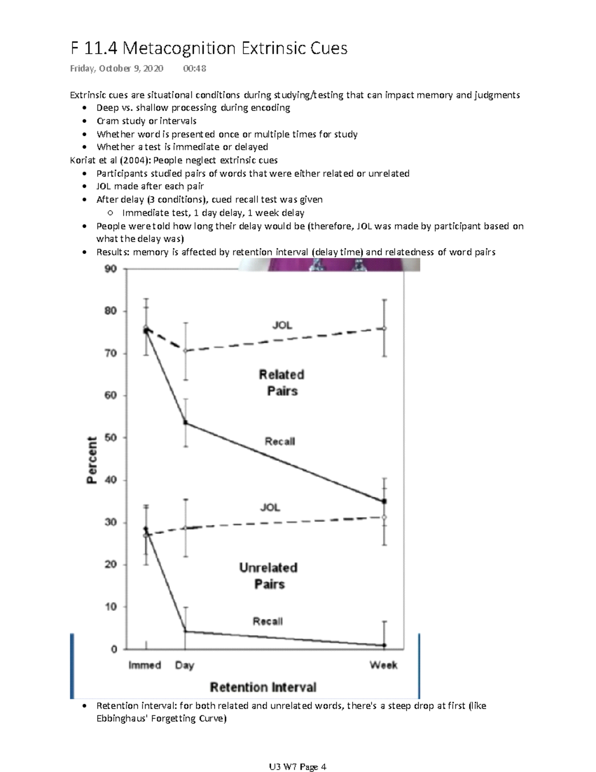 Unit 3 Metacognition Extrinsic Cues - Extrinsic cues are situational ...