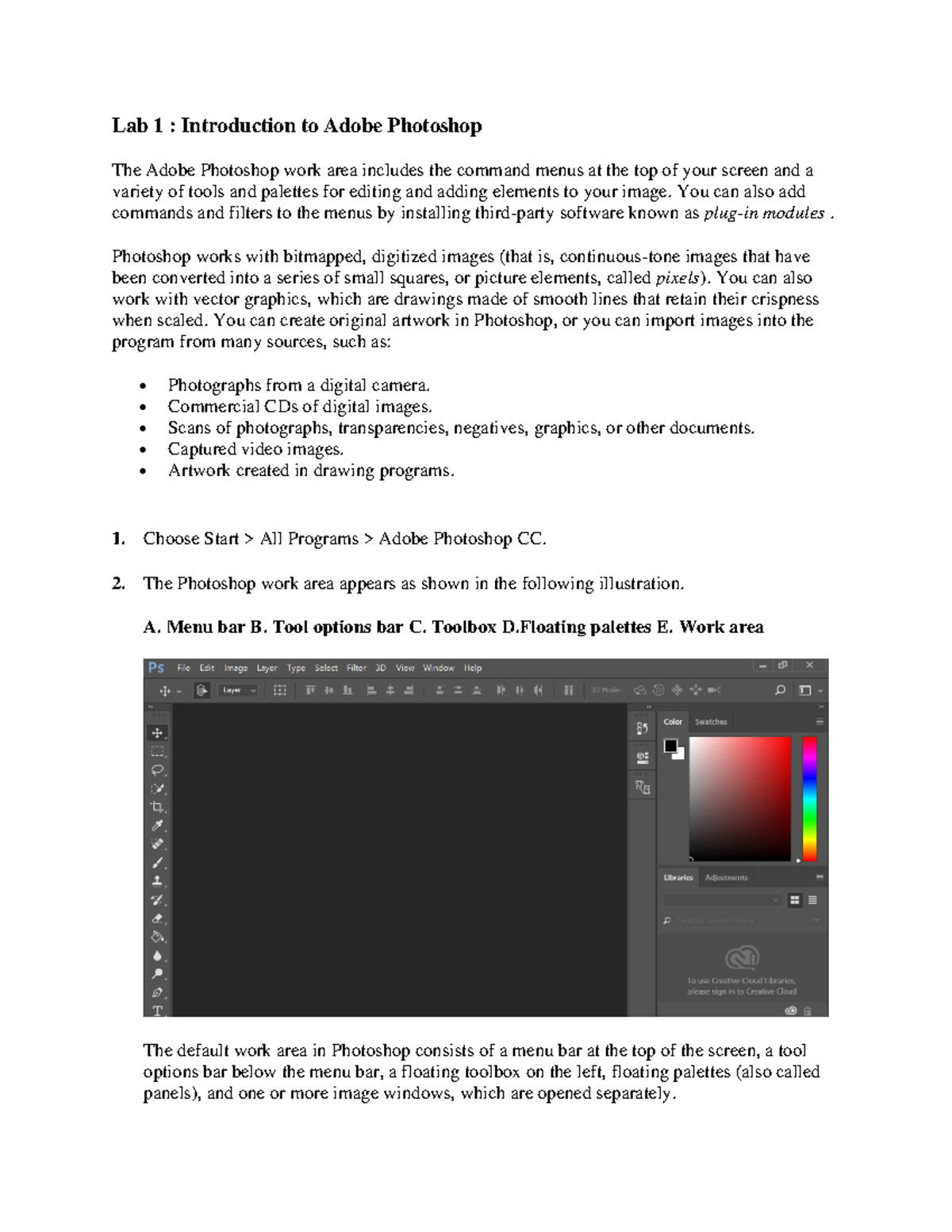 Lab 1 - Introduction to Adobe Photoshop - Lab 1 : Introduction to Adobe ...