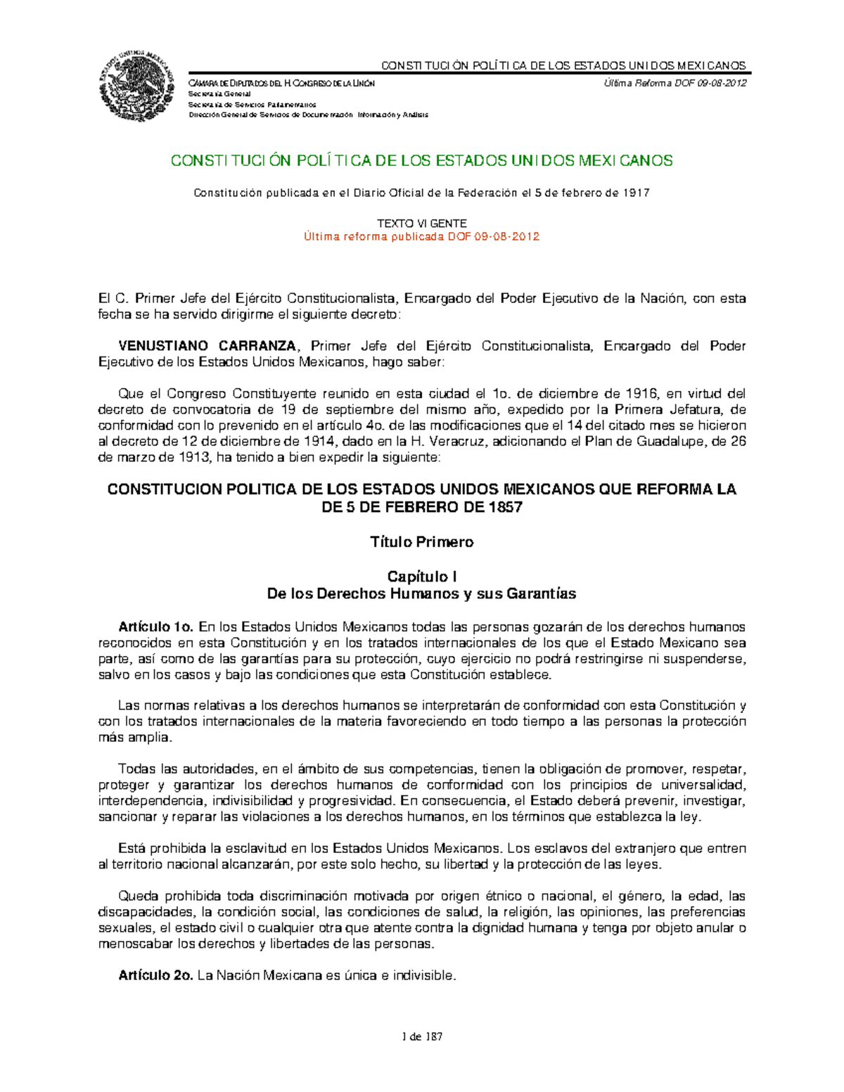 Cpeum - CONSTITUCIÓN POLÍTICA DE LOS ESTADOS UNIDOS MEXICANOS - CÁMARA ...