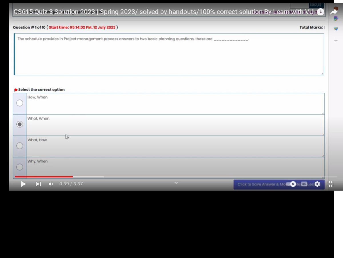 CS615 Final term quizzez Spring 2023 19-35 - Software Project Management - Studocu