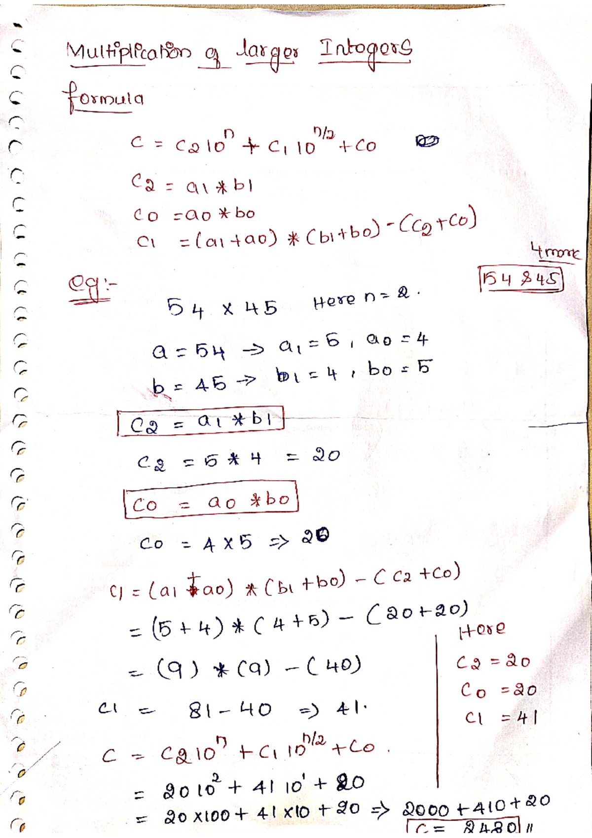 Multiplication of large integer - Computer science - Studocu