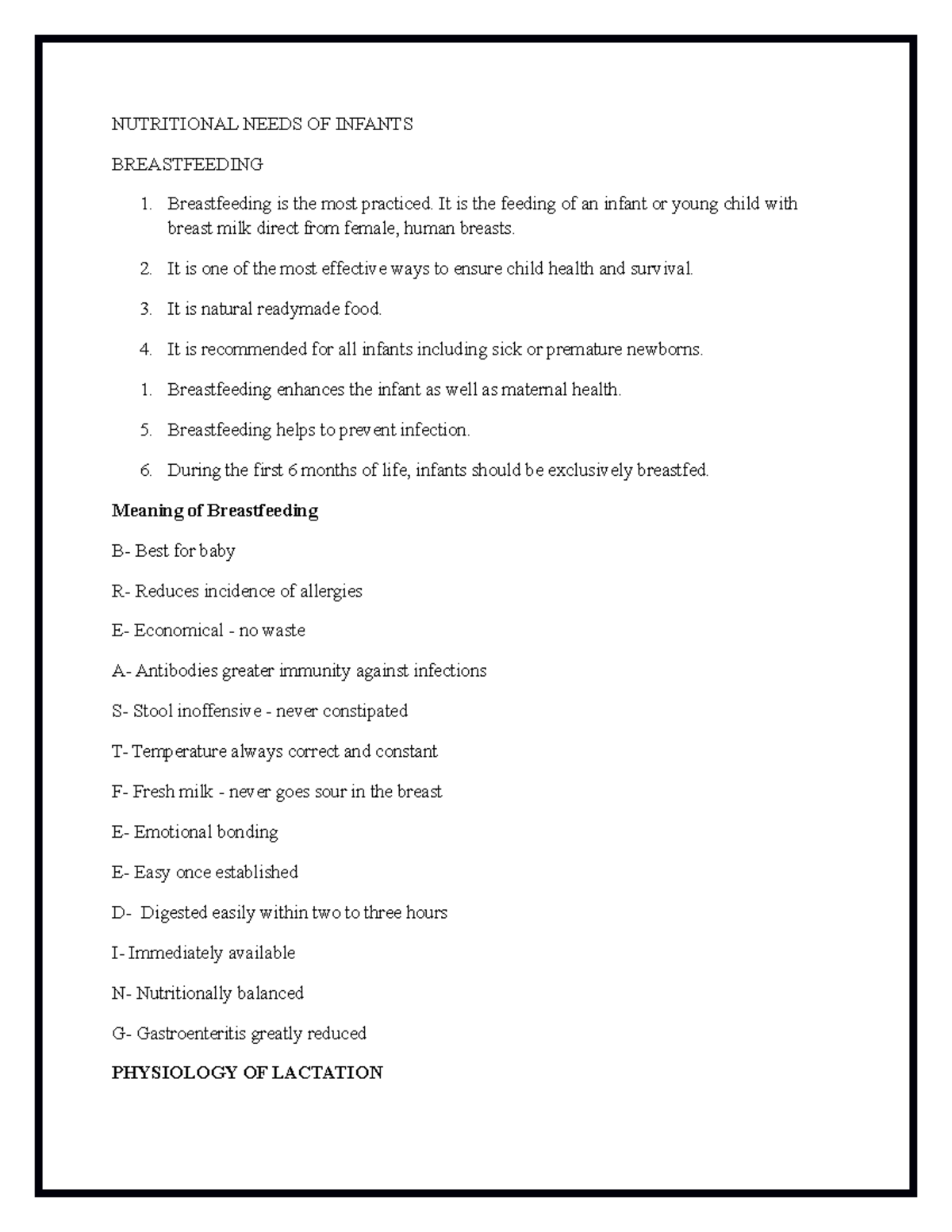 Nutritional NEE-WPS Office - NUTRITIONAL NEEDS OF INFANTS BREASTFEEDING ...