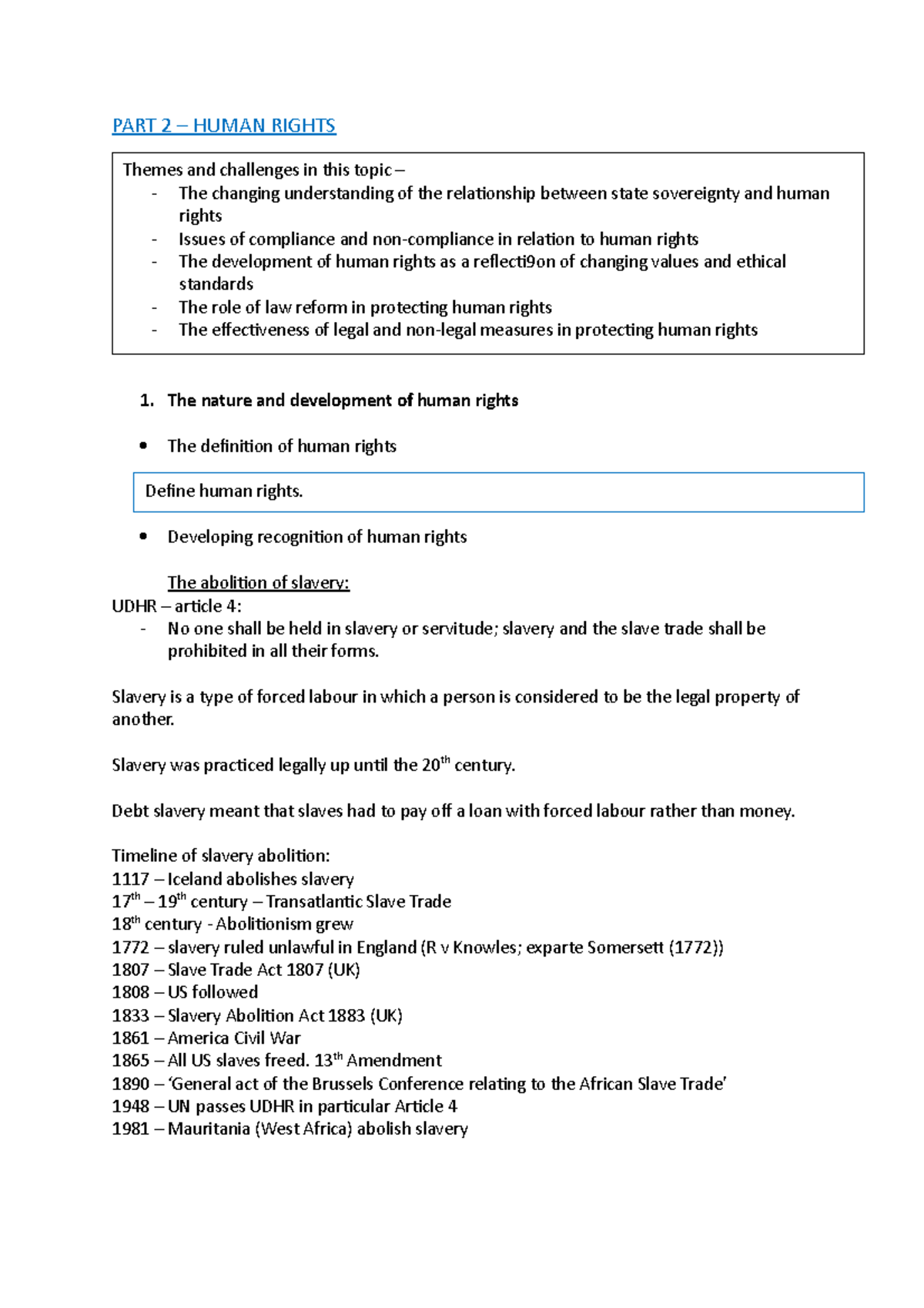 Human Rights Notes - PART 2 – HUMAN RIGHTS The nature and development ...